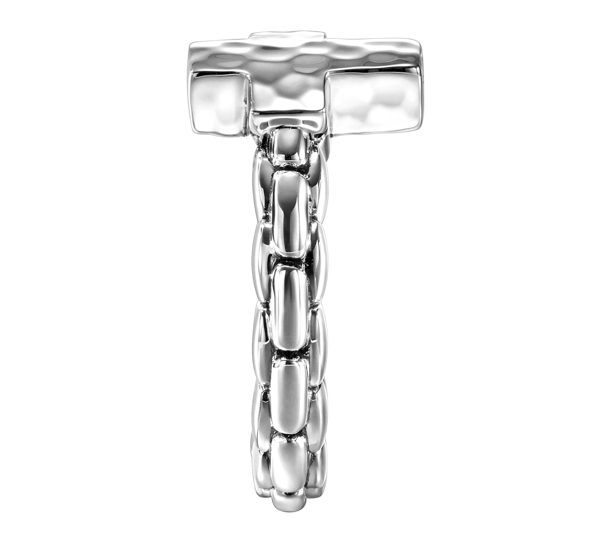 JAI Sterling Silver Symbols of Love Box Chain Textured Ring - QVC.com