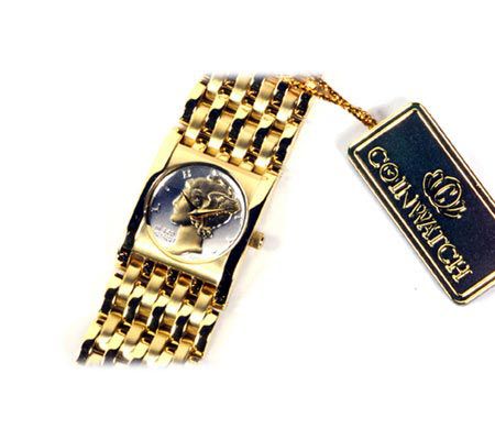 Coinwatch Goldtone Square Mercury Dime Watch - QVC.com