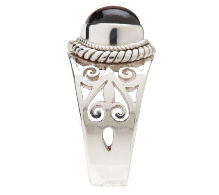 Artisan Crafted Sterling Gemstone Openwork Rope Border Ring - QVC.com