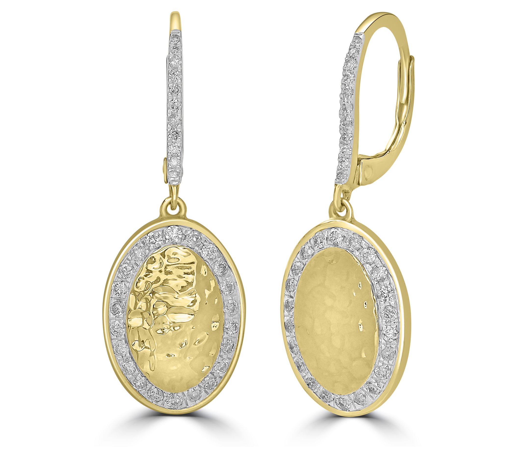 ByGoldGirl Diamond Lever Back Earrings, 14K Gold - QVC.com