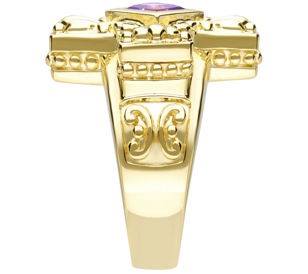 Elyse Ryan 14K Gold Clad Amethyst Cross Ring - QVC.com