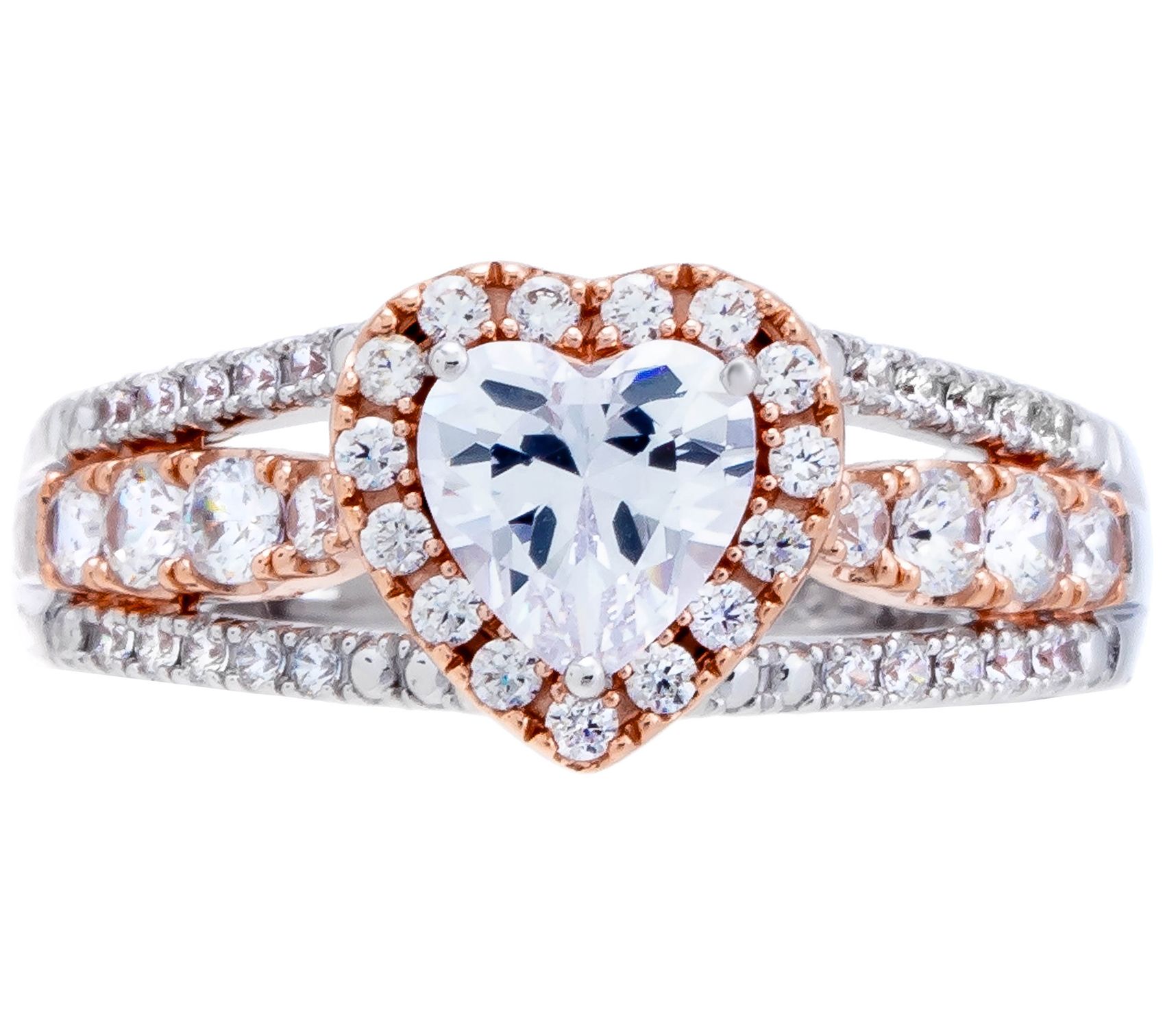 Diamonique 1.45 cttw Heart Engagement Ring, Sterling Silver - QVC.com