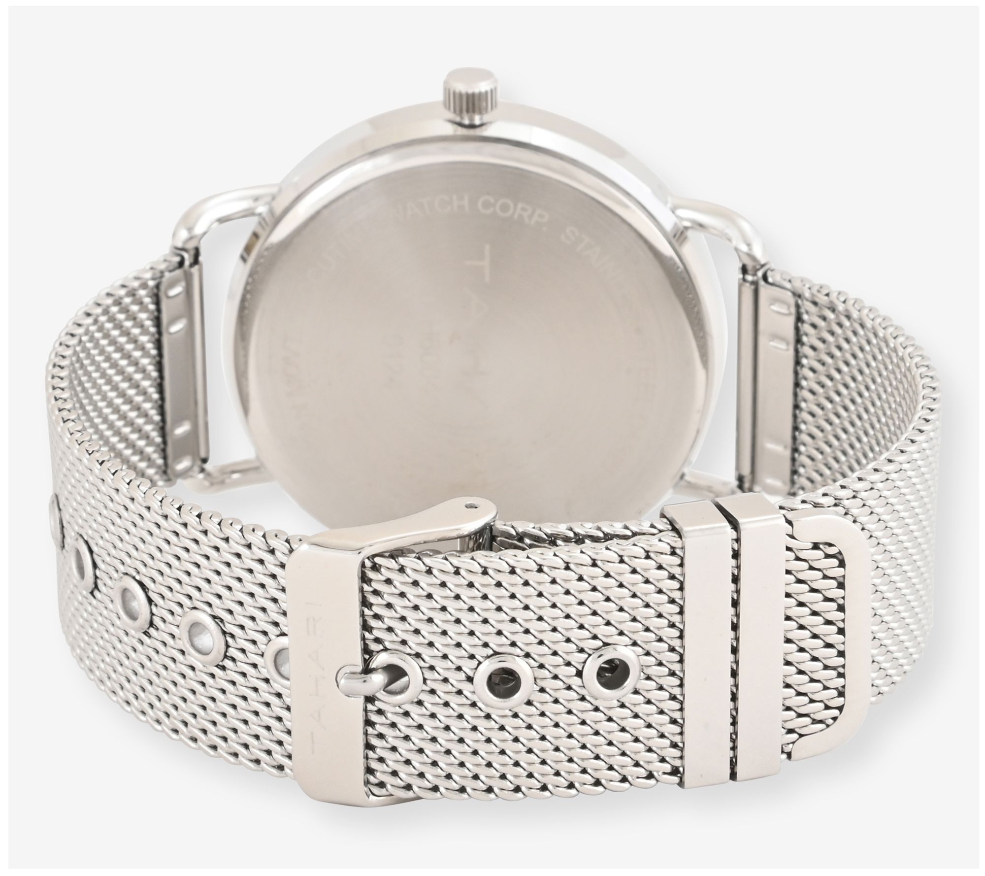 Tahari Men's Stainless Steel Blue Dial Mesh Strap Watch - QVC.com