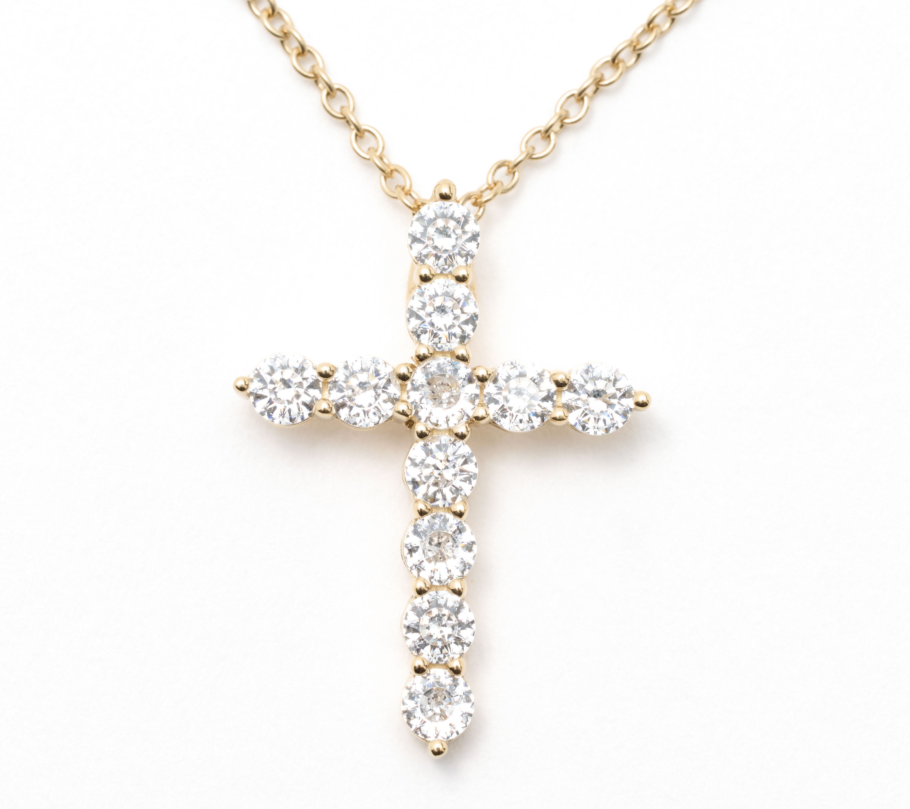 Diamonique Cross Necklace, Sterling Silver - QVC.com