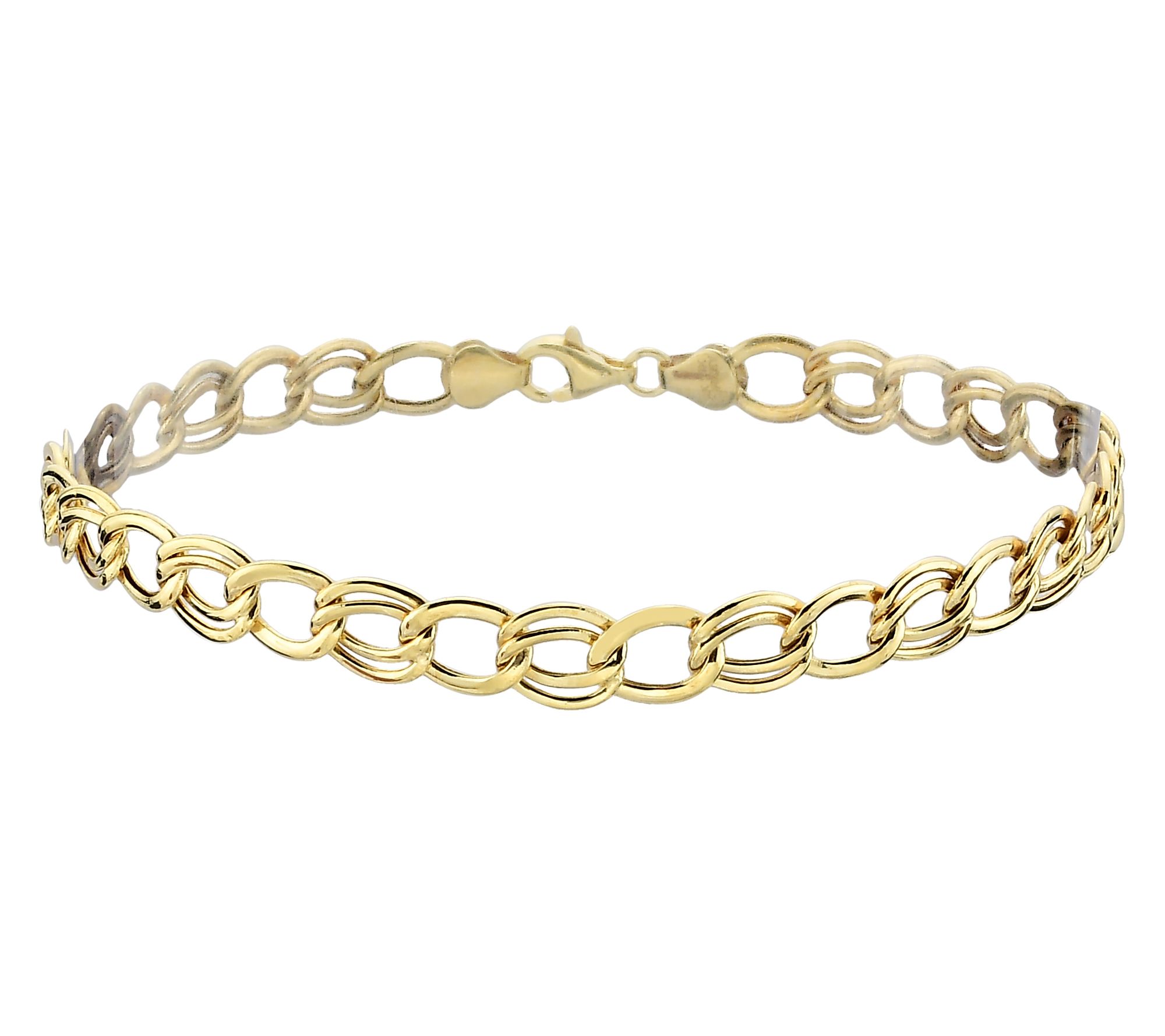Adorna 14K Gold Polished Double Oval Link Bracelet - QVC.com