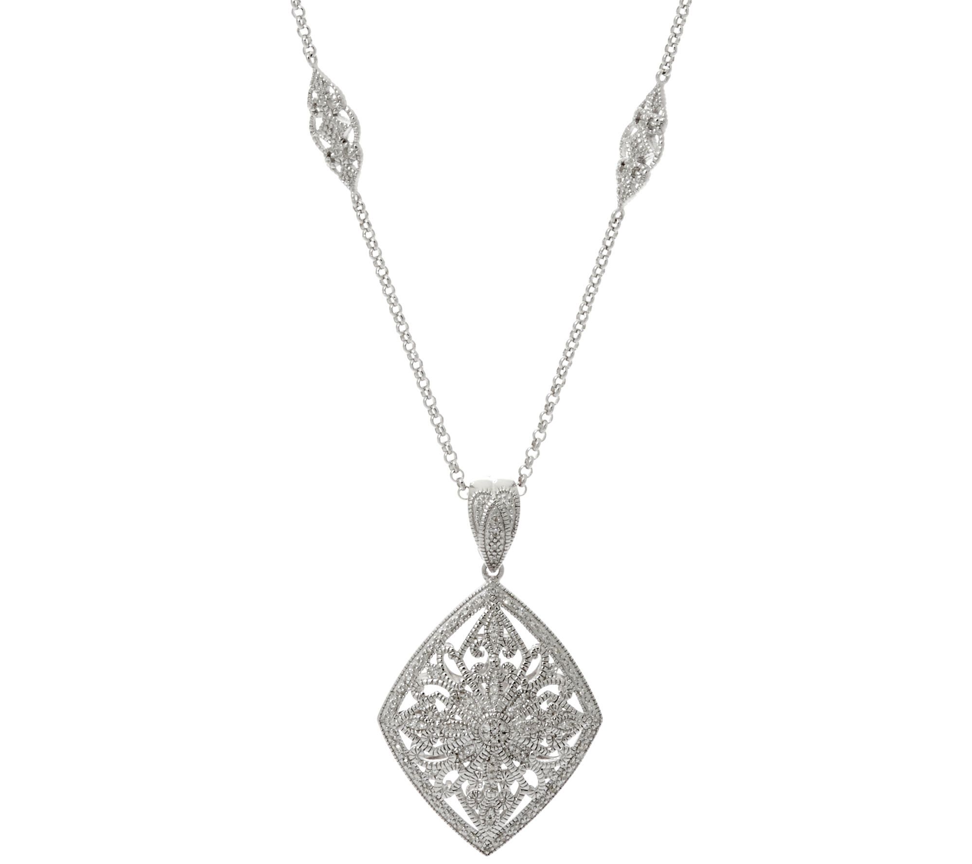 "As Is" Ornate Enhancer with 36" Chain Ster. 1/4 cttw, by Affinity ...