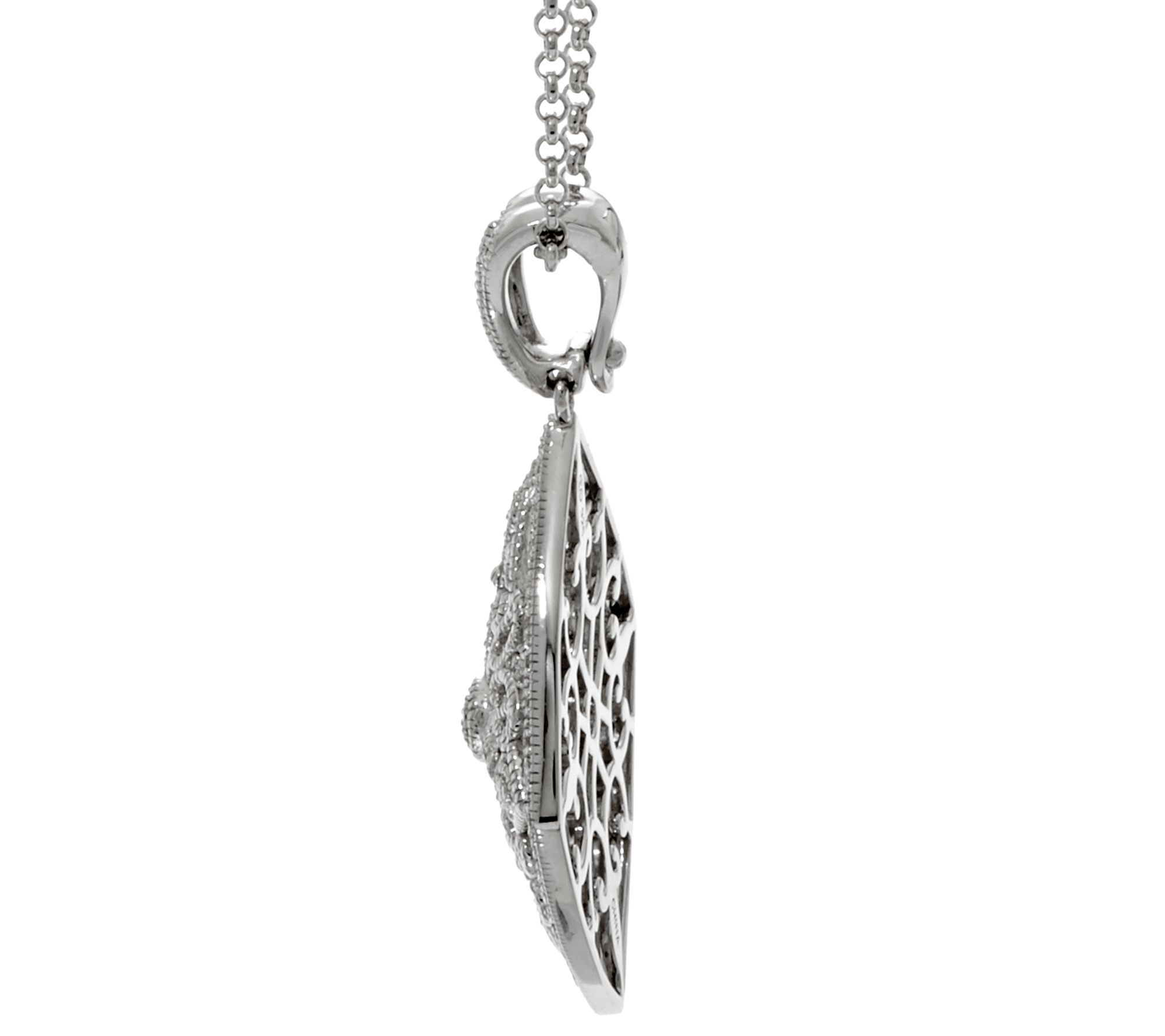 "As Is" Ornate Enhancer with 36" Chain Ster. 1/4 cttw, by Affinity ...