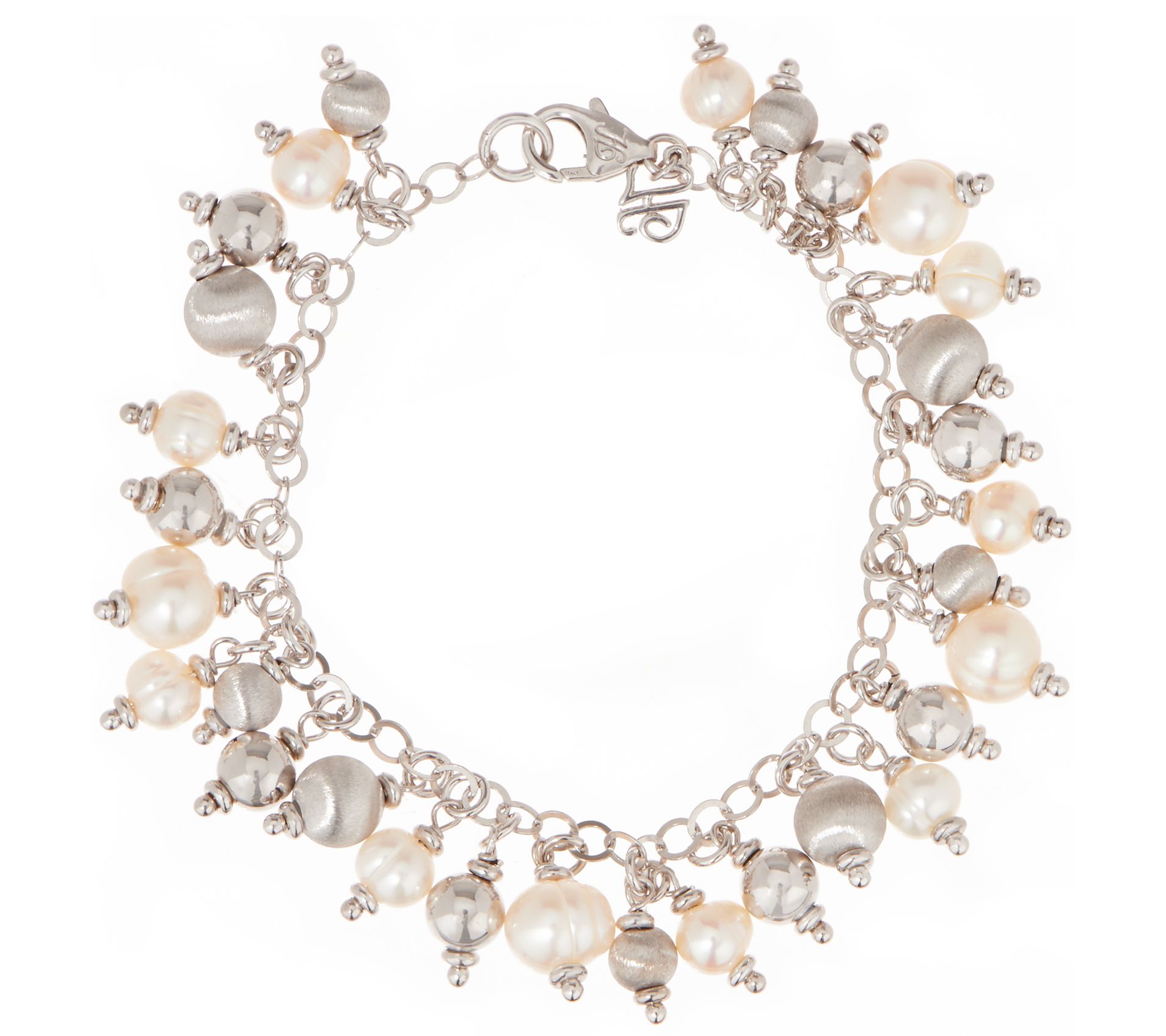 "As Is" Honora Cultured Pearl & Bead Bracelet Sterling or Clad - QVC.com