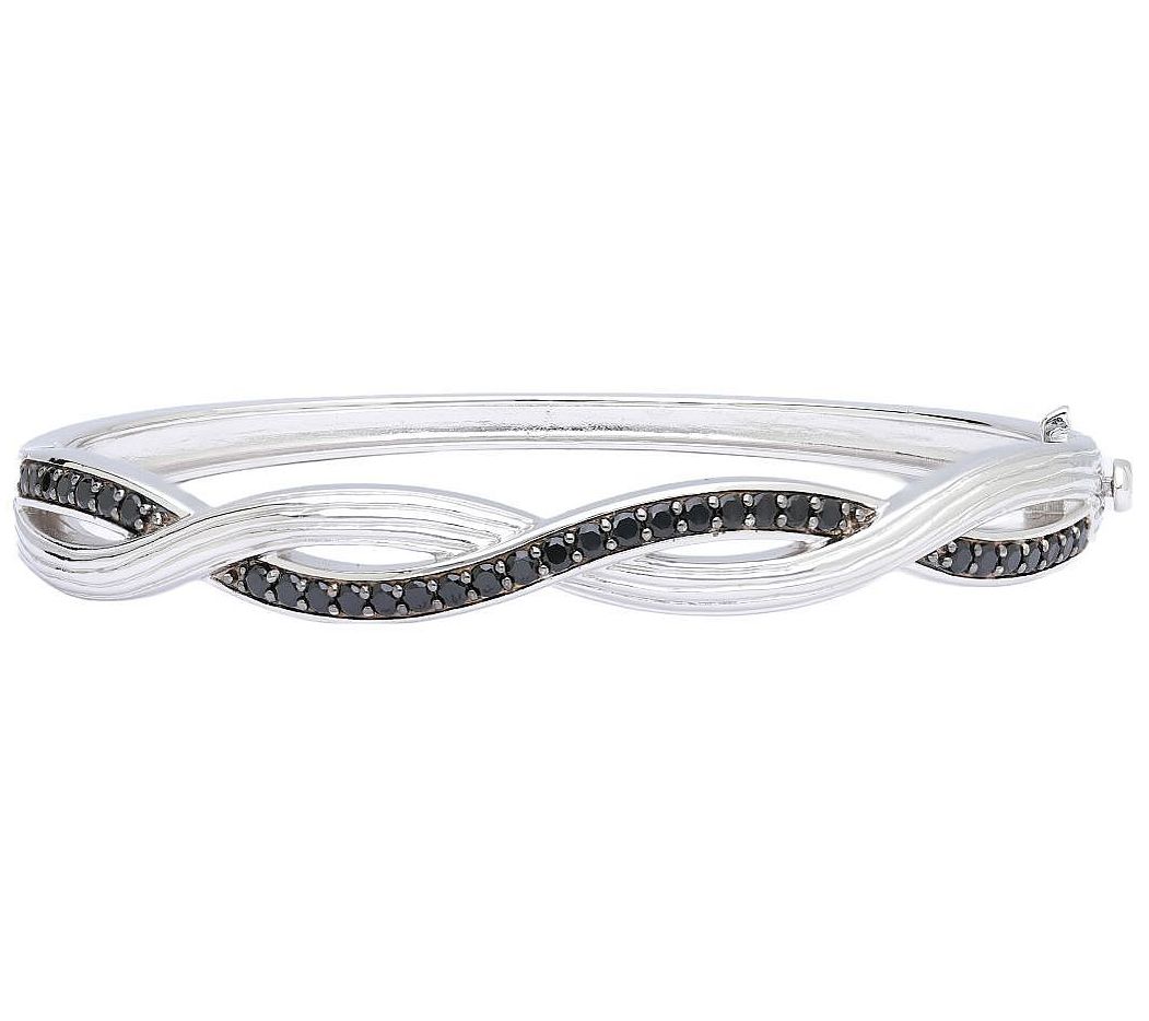 Ariva Sterling Silver Braided Gemstone Hinged Bangle - QVC.com