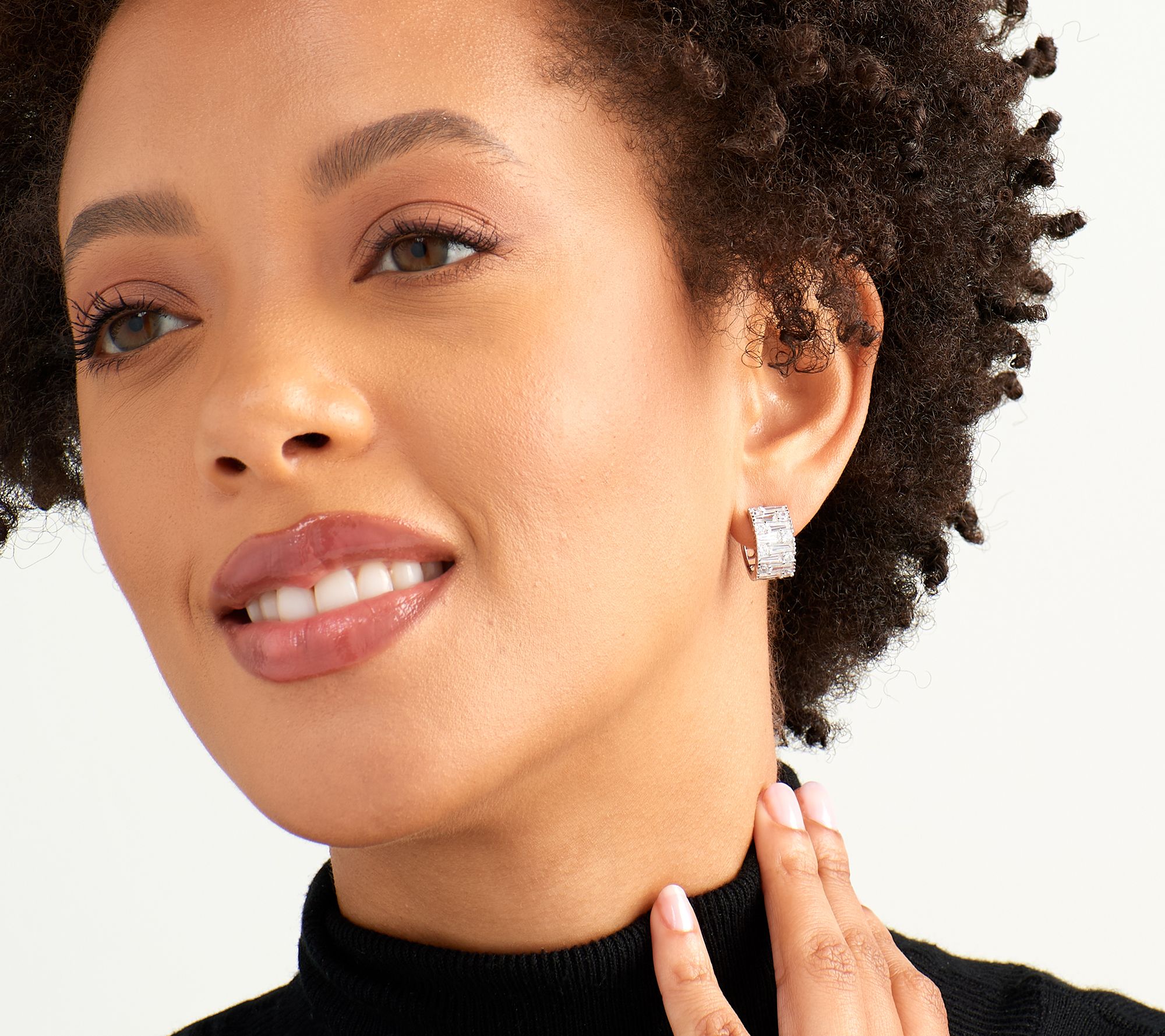 "As Is" Diamonique x Kathy Levine Ferris Wheel Huggie Hoops - QVC.com