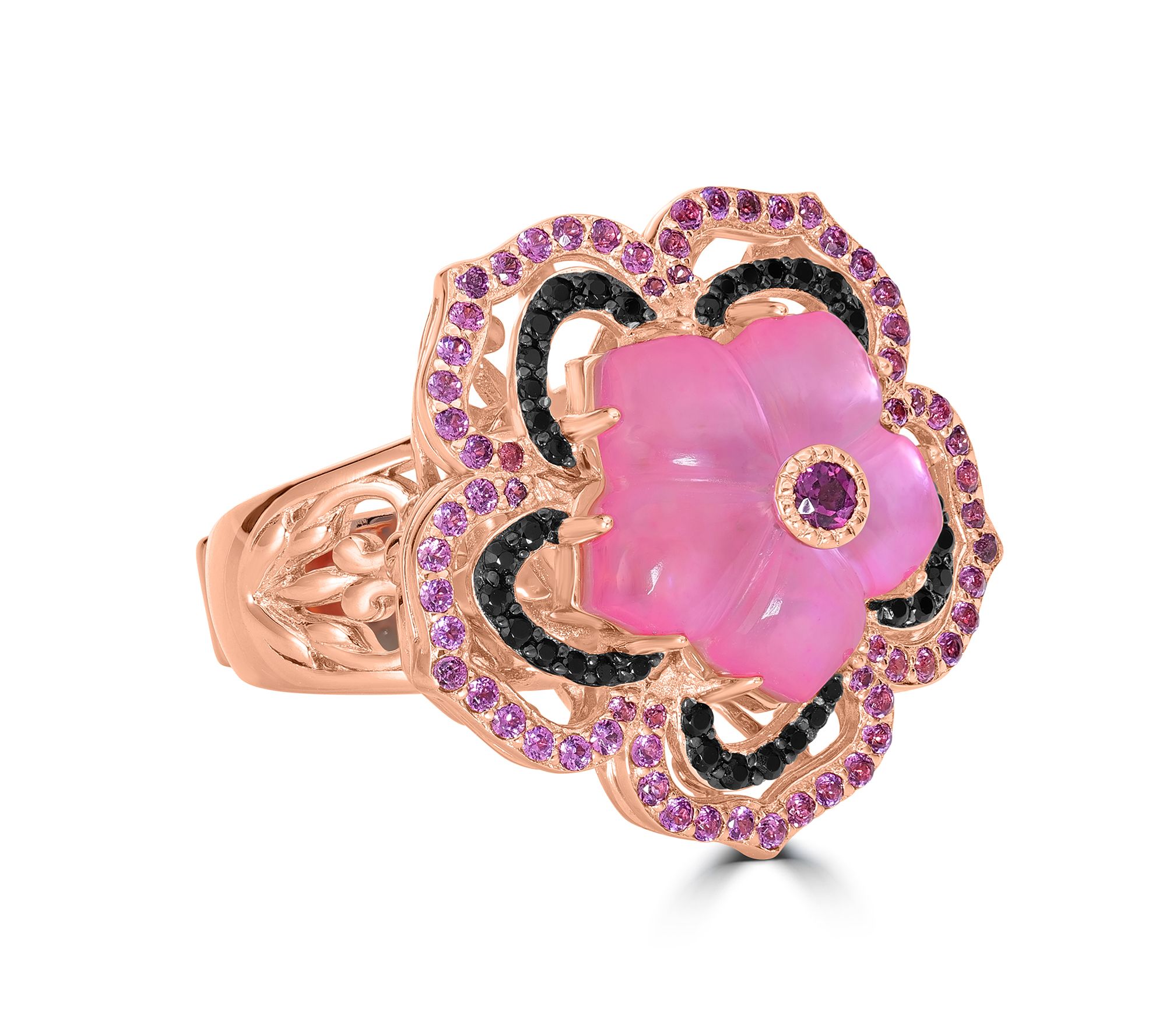 Dallas Prince Gemstone Doublet Flower Ring, Sterling Silver - QVC.com