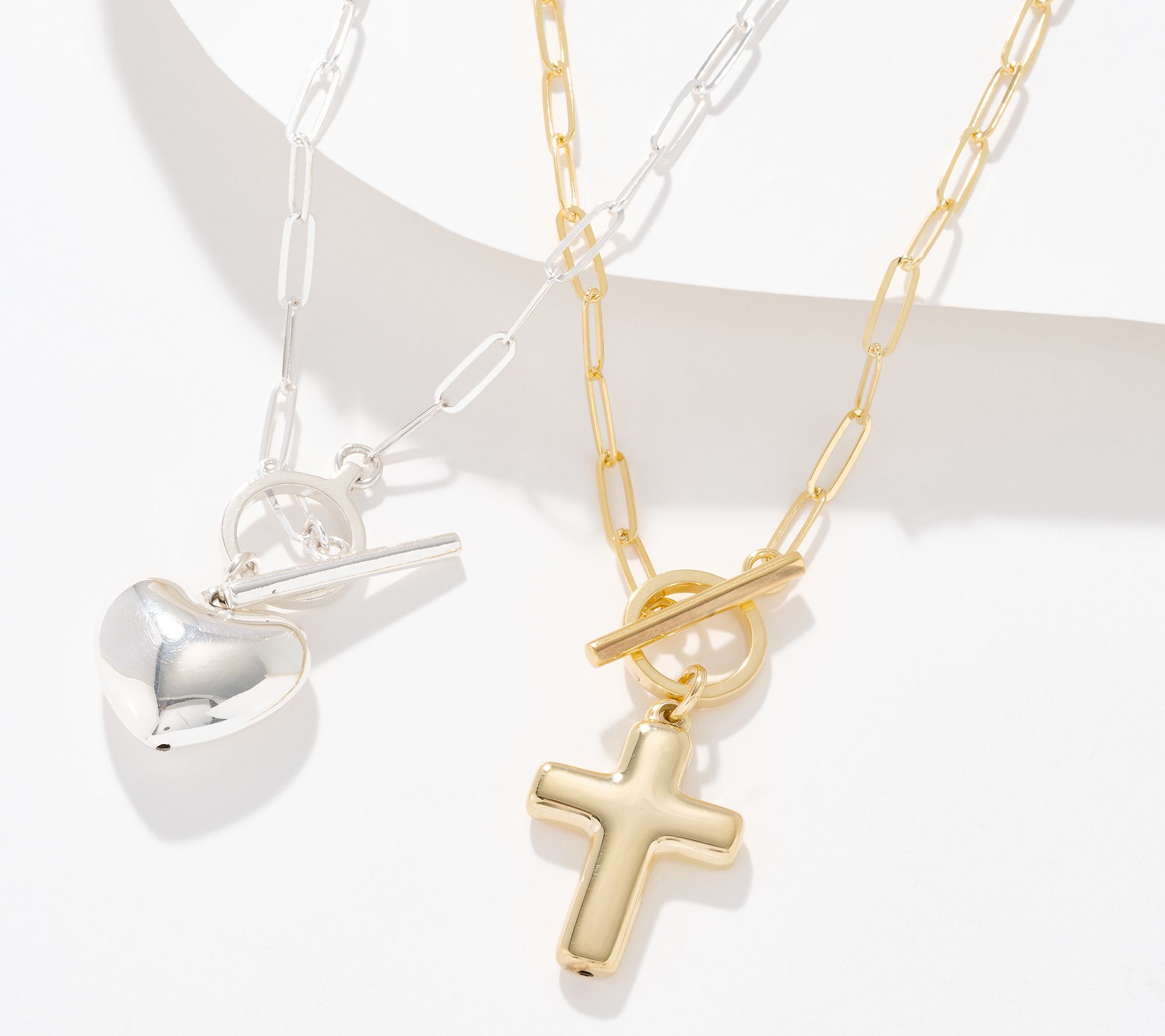 UltraFine 950 Silver Charm Toggle Closure Paperclip Necklace, 10g - QVC.com