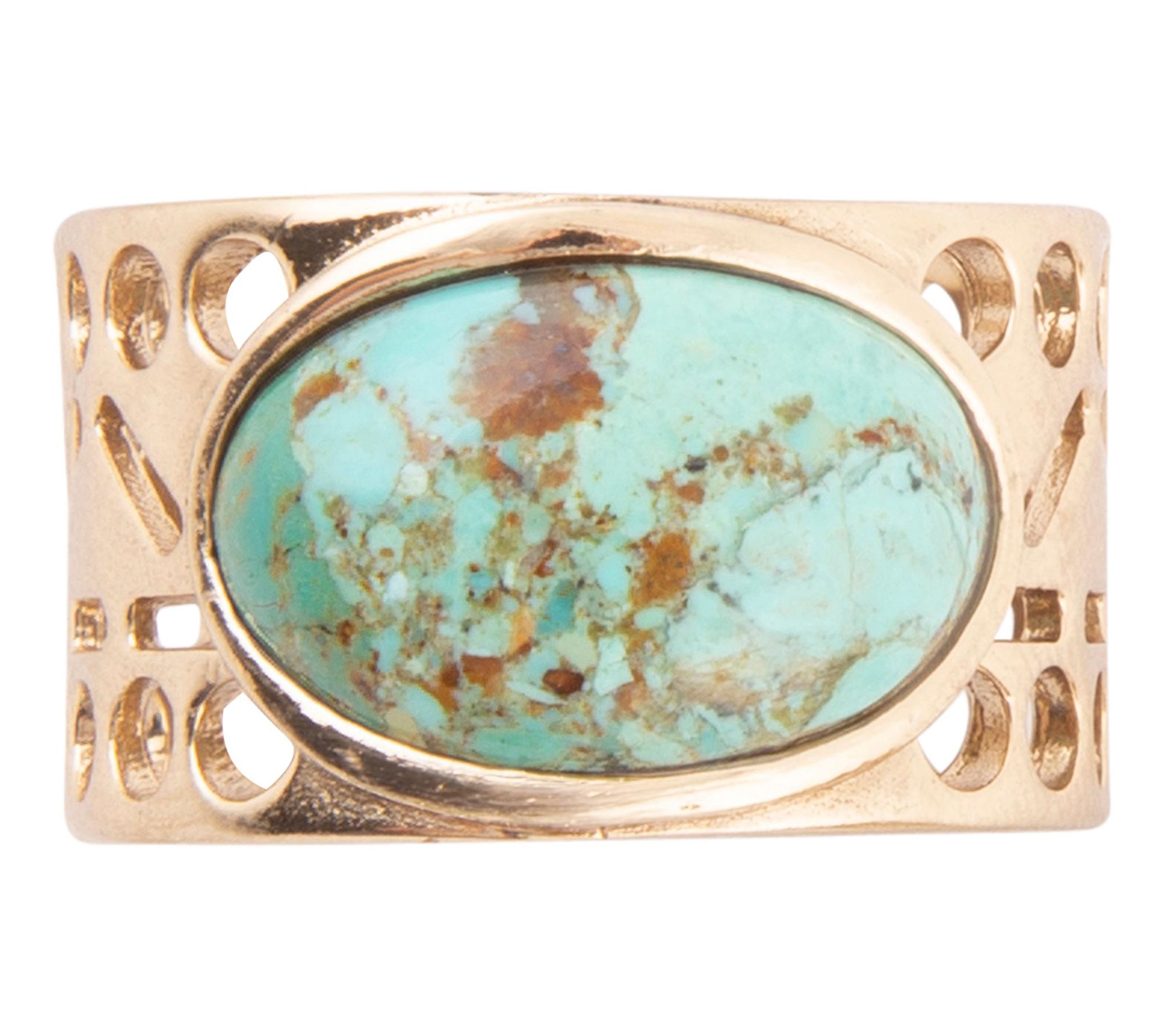 Barse Artisan Crafted Bronze Oval Composite Turquoise Ring - QVC.com