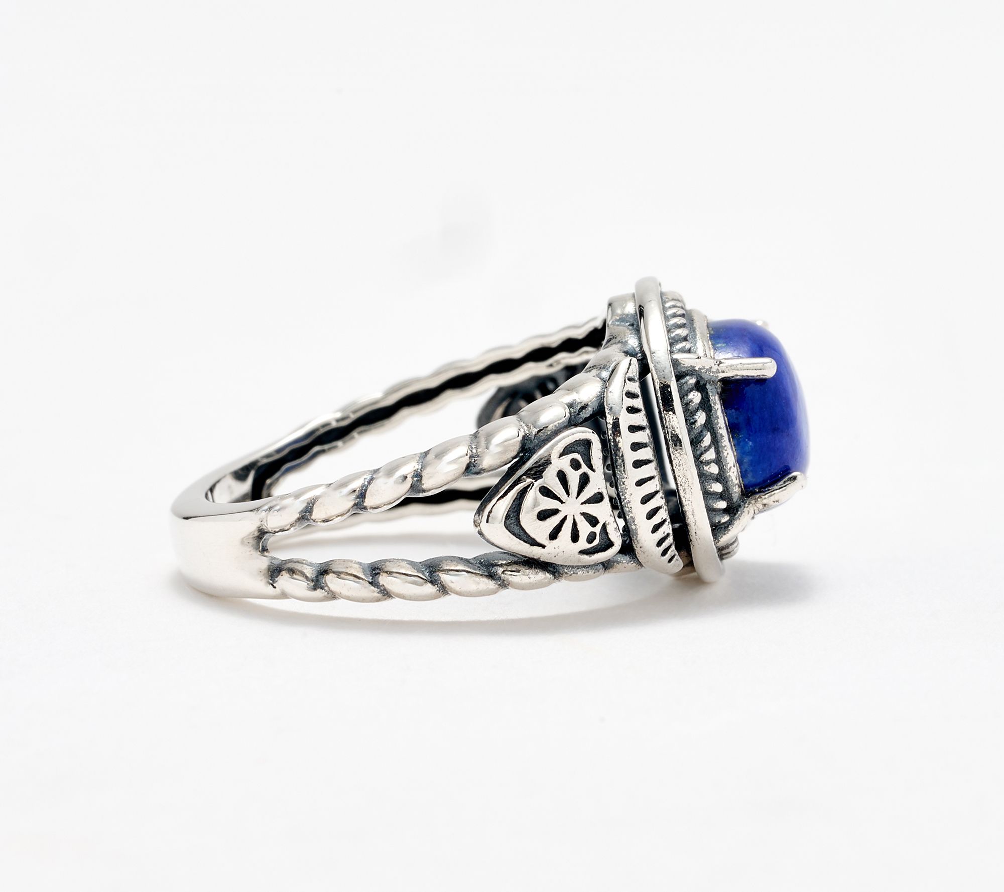 American West Sterling Silver East-West Gemstone Concha Ring - QVC.com