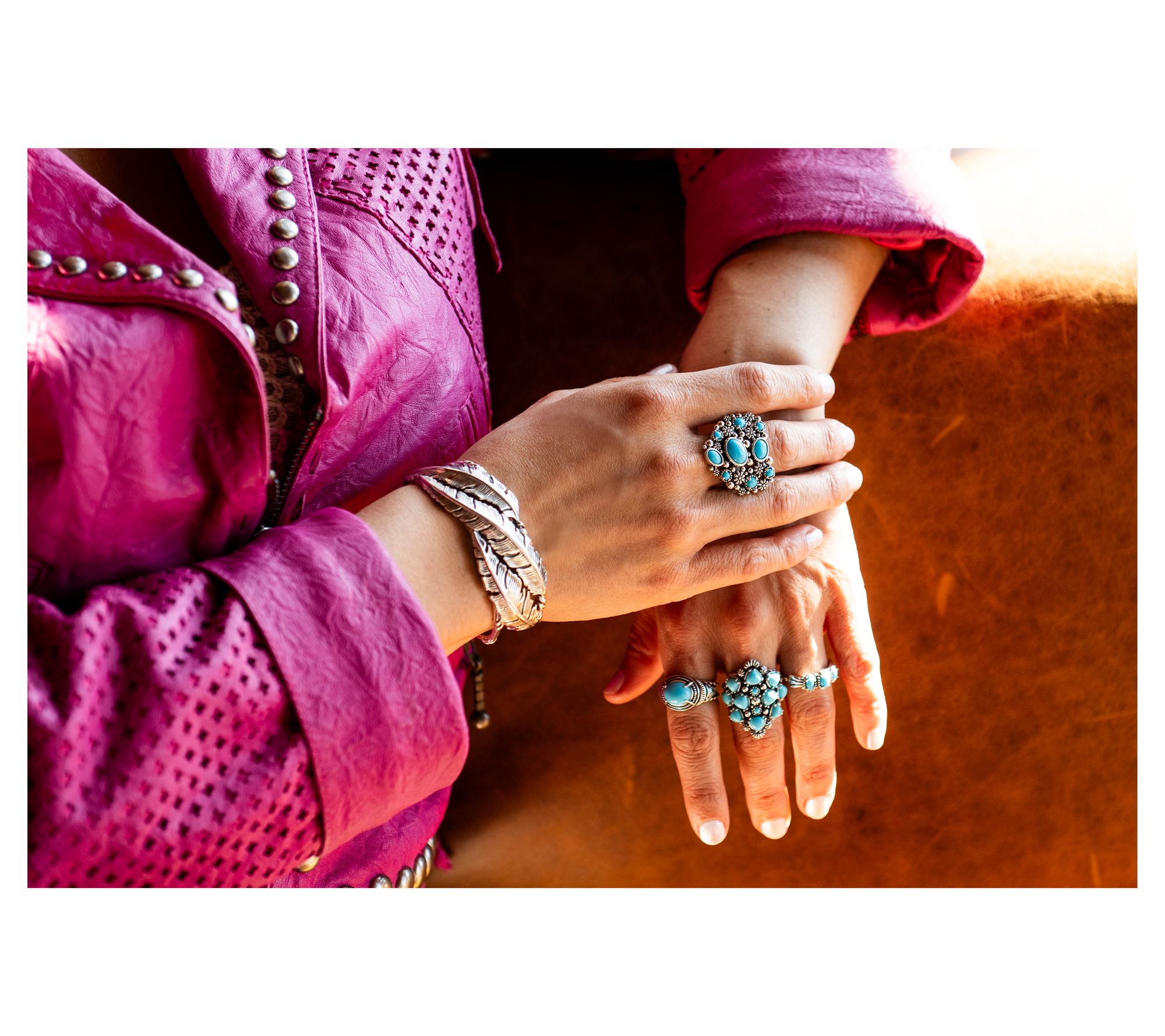 American West Sterling Silver East-West Gemstone Concha Ring - QVC.com