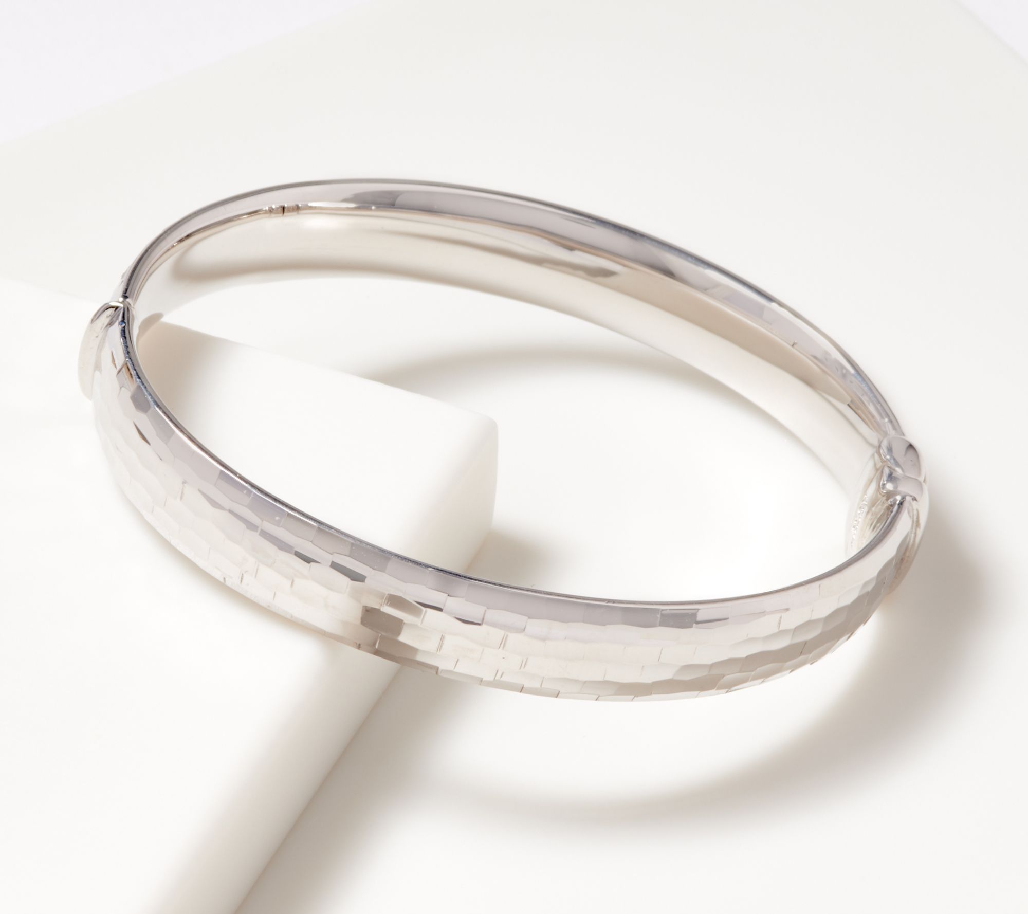 (QVC) Sterling Silver Diamond-Cut Or Polished Solid Bangle, 40g by ...