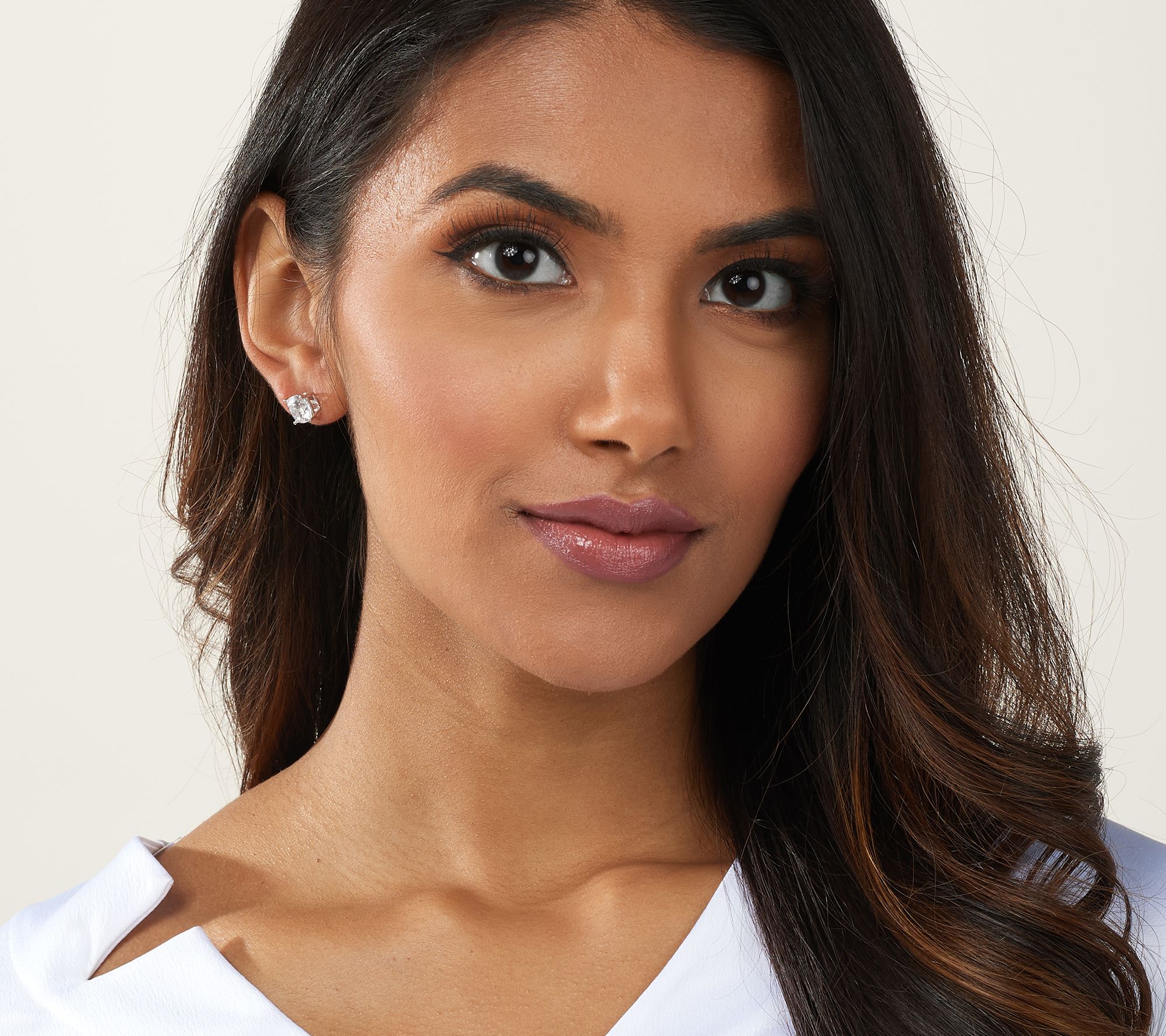 (QVC) Q2 – Diamonique Set of 5 100 Facet Cushion- Cut Studs Sterling ...