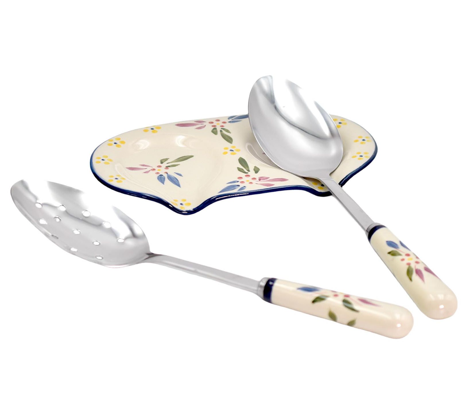 Temp-tations Old World Double Spoon Rest with Metal Serving Spoons ...