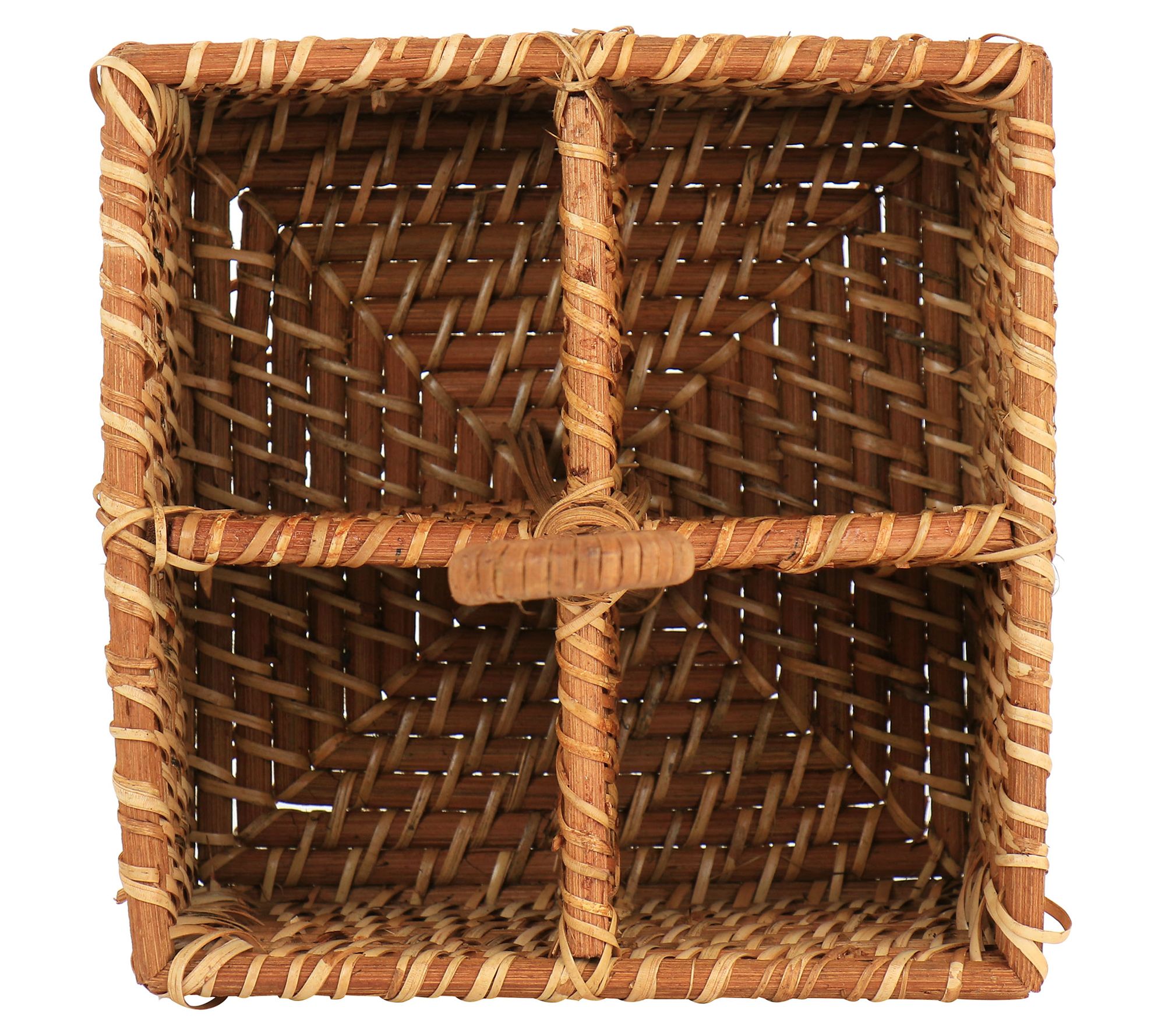 Martha Stewart Rattan Woven Four Section Flatware Caddy - QVC.com