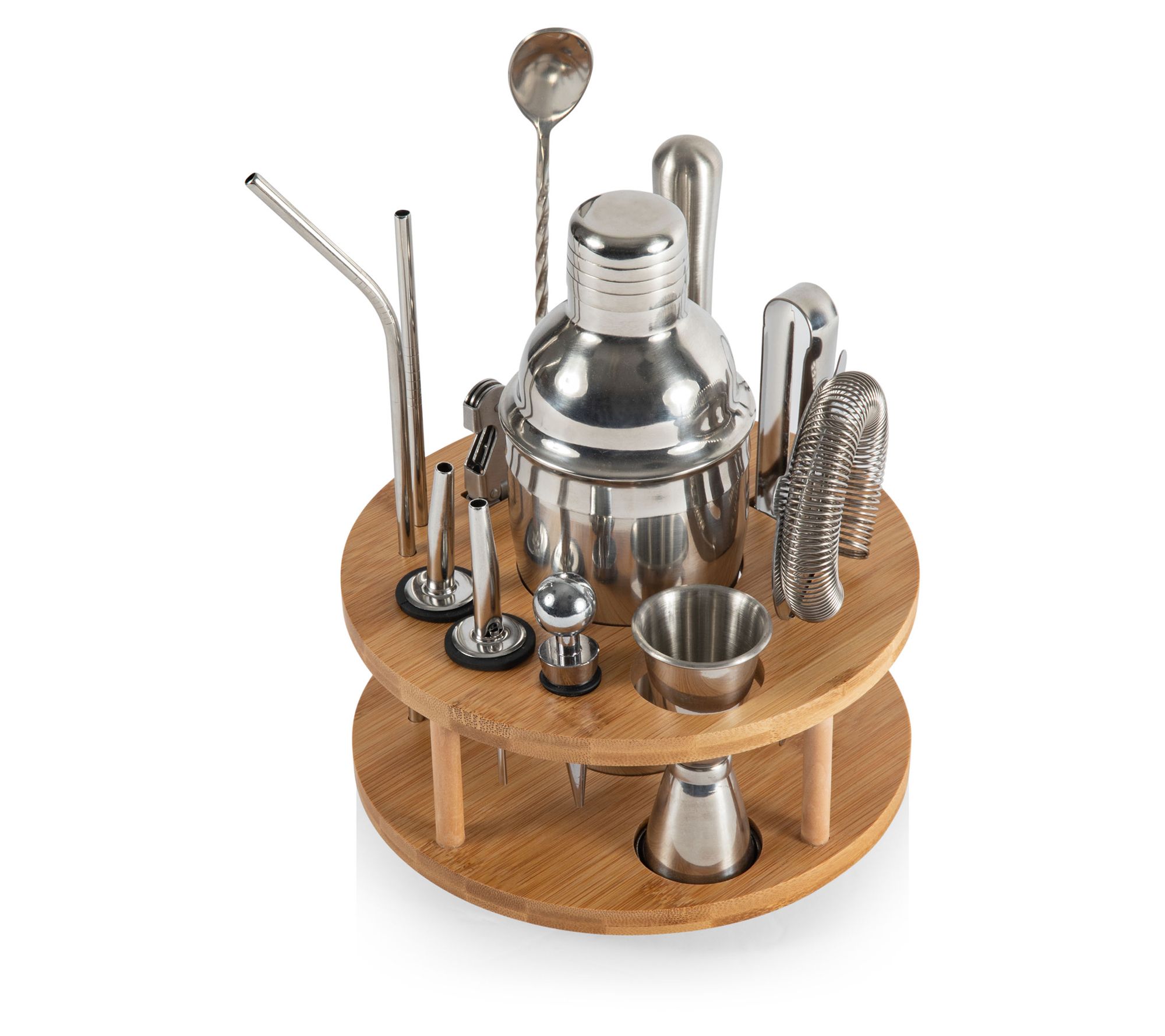 Legacy Bamboo and Stainless Steel Lazy Susan Bar Tool Set - QVC.com