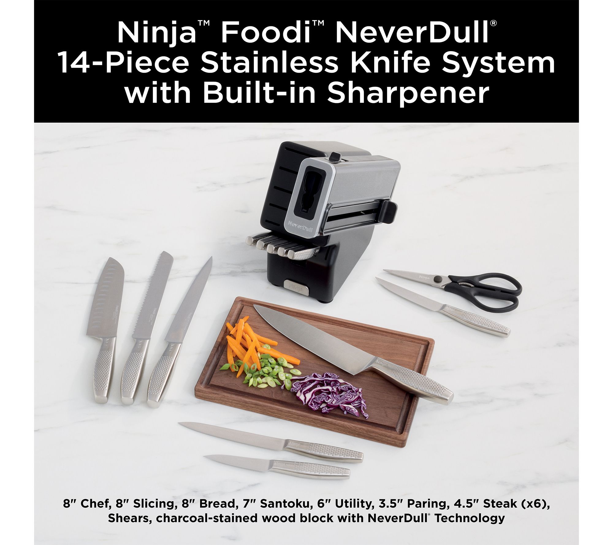 Ninja Foodi NeverDull Premium Knife System 14 Piece Set, SS - QVC.com