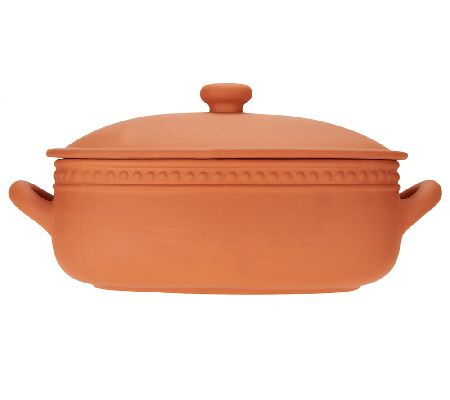 Blue Jean Chef 3 Quart Oval Terra Cotta Casserole with Lid - QVC.com