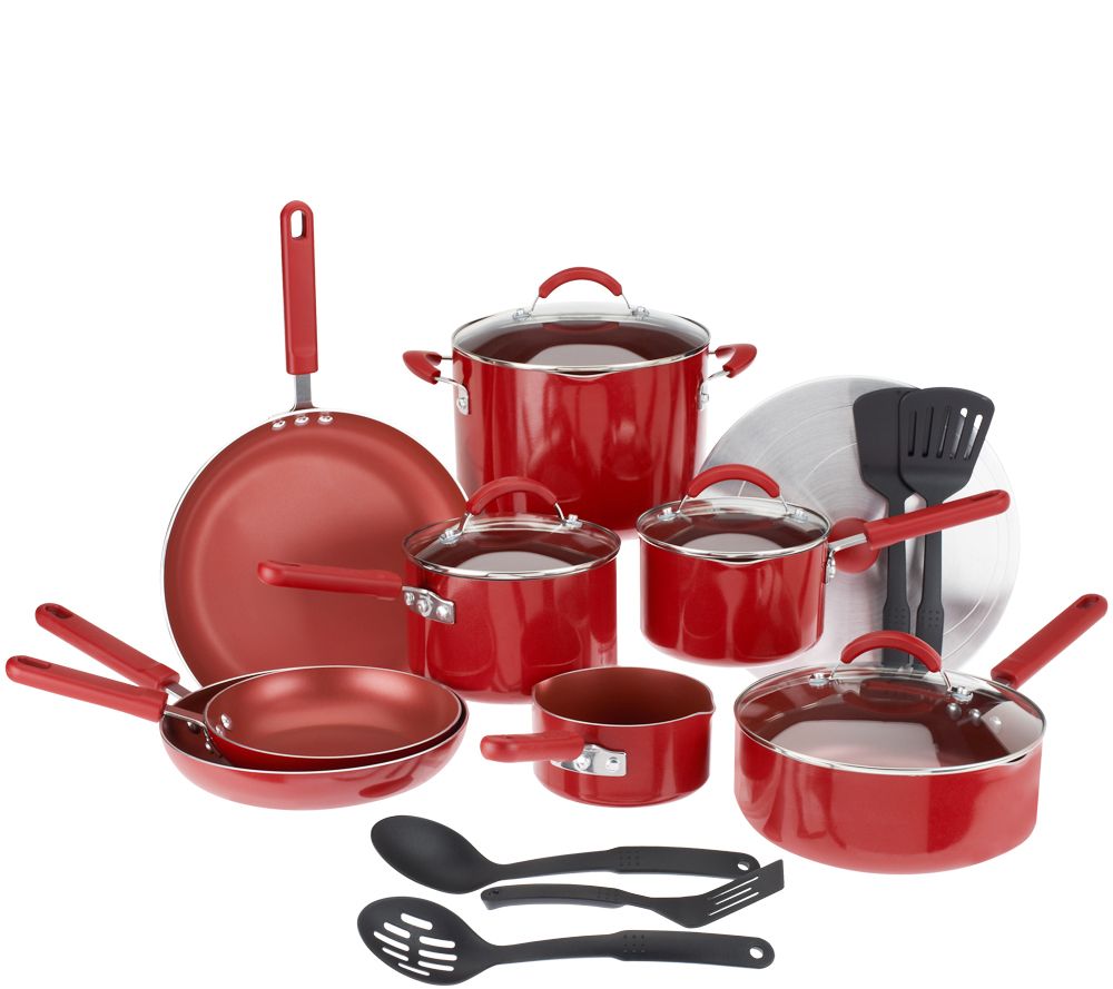 CooksEssentials 18-piece PorcelainEnamel Cookware Set w/DupontNonstic ...