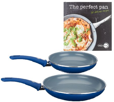 GreenPan CeramicCookware 8" and 10" Skillet Set with Cookbook - QVC.com