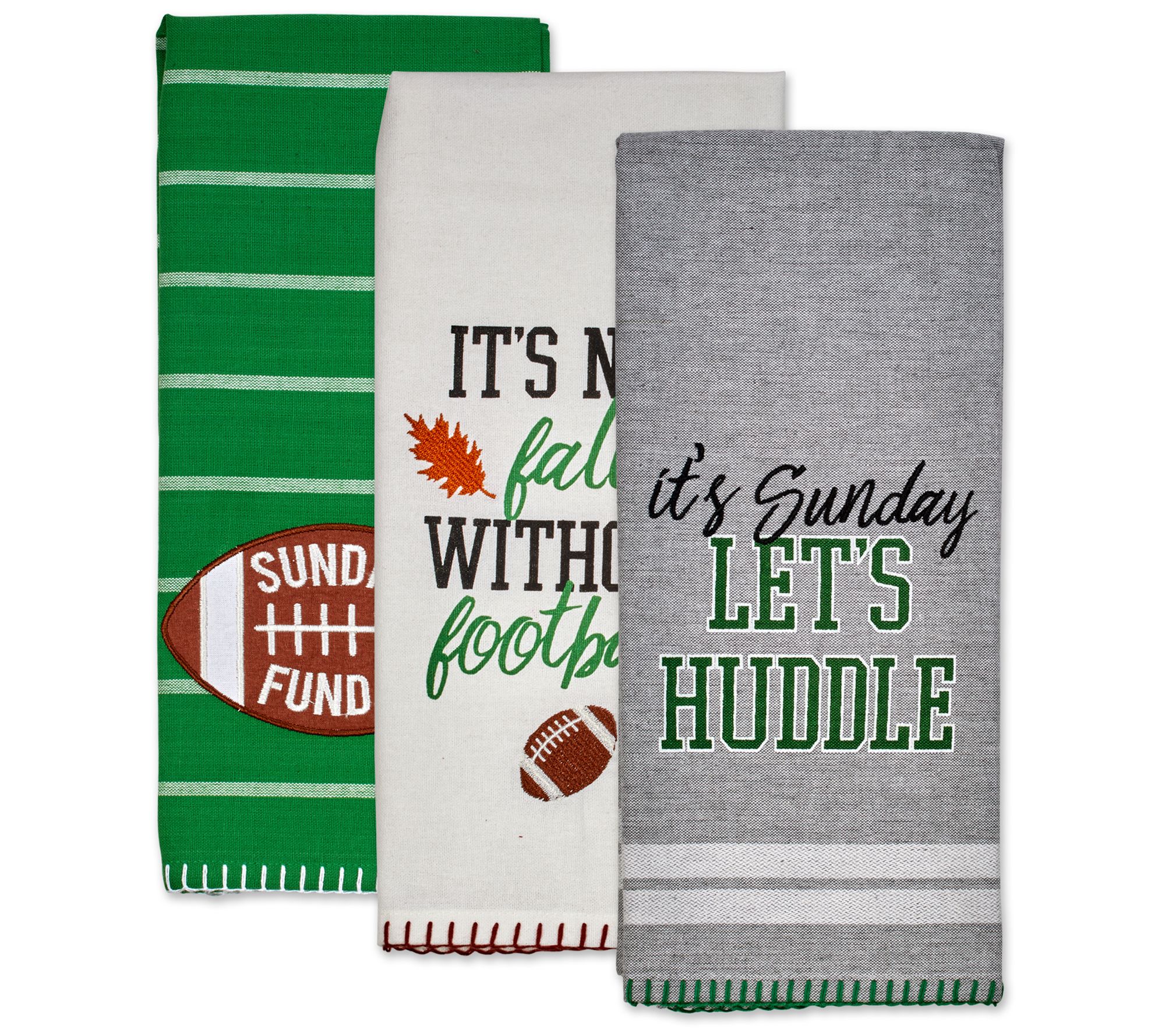 Design Imports Set of 3 Sunday Football KitchenTowels - QVC.com
