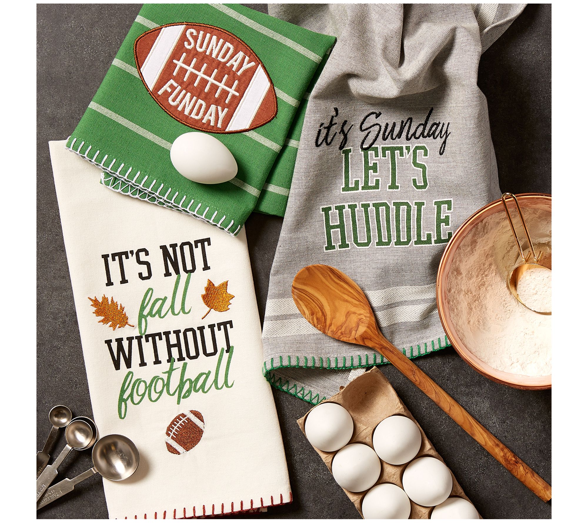 Design Imports Set of 3 Sunday Football KitchenTowels - QVC.com