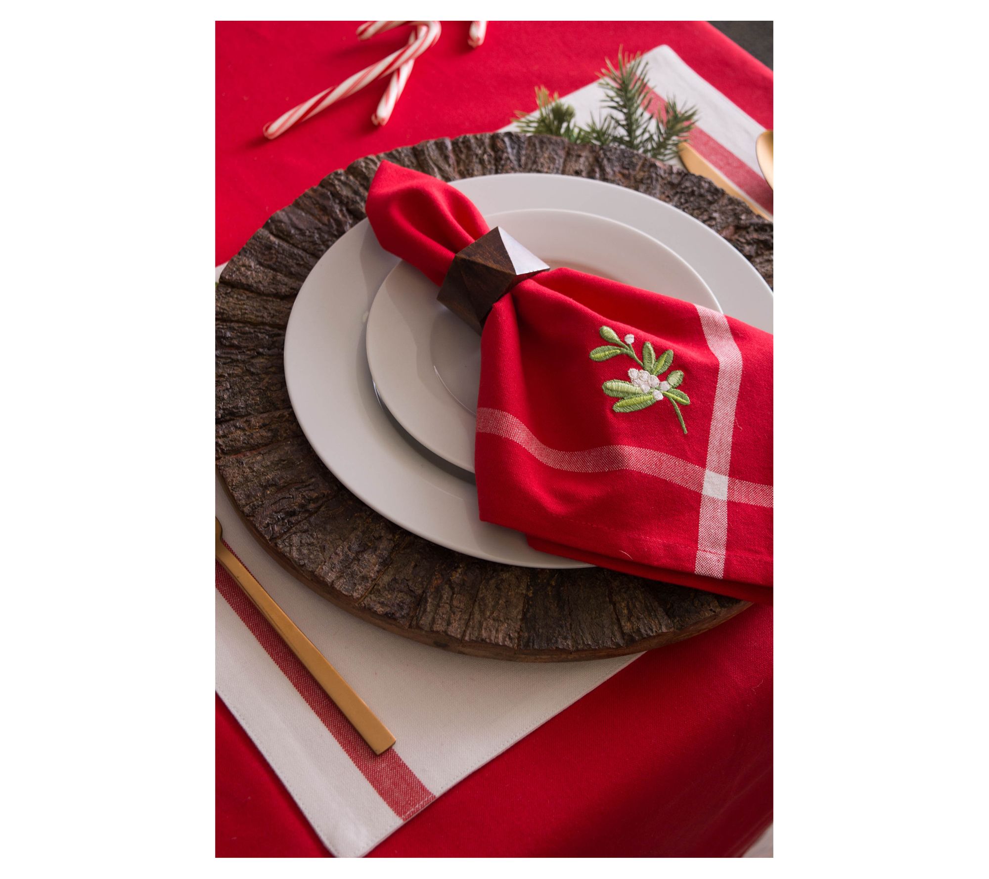 Design Imports Set of 6 Mistletoe Corner Napkins - QVC.com