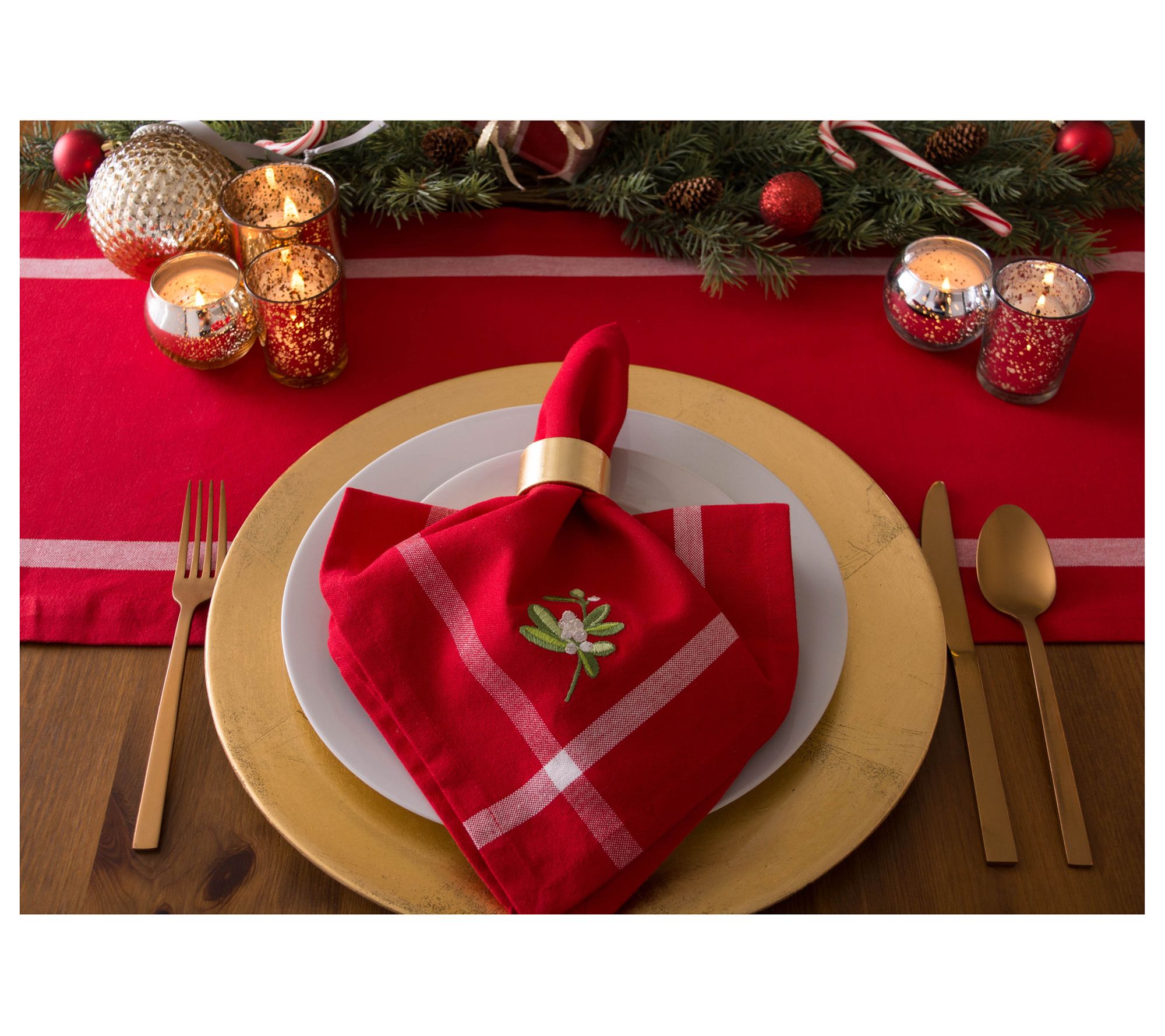 Design Imports Set of 6 Mistletoe Corner Napkins - QVC.com
