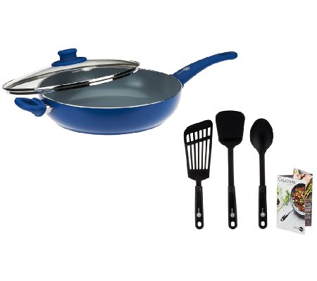 GreenPan 3.5qt Covered Saute Pan with 3 Tools and Recipe Cards - QVC.com