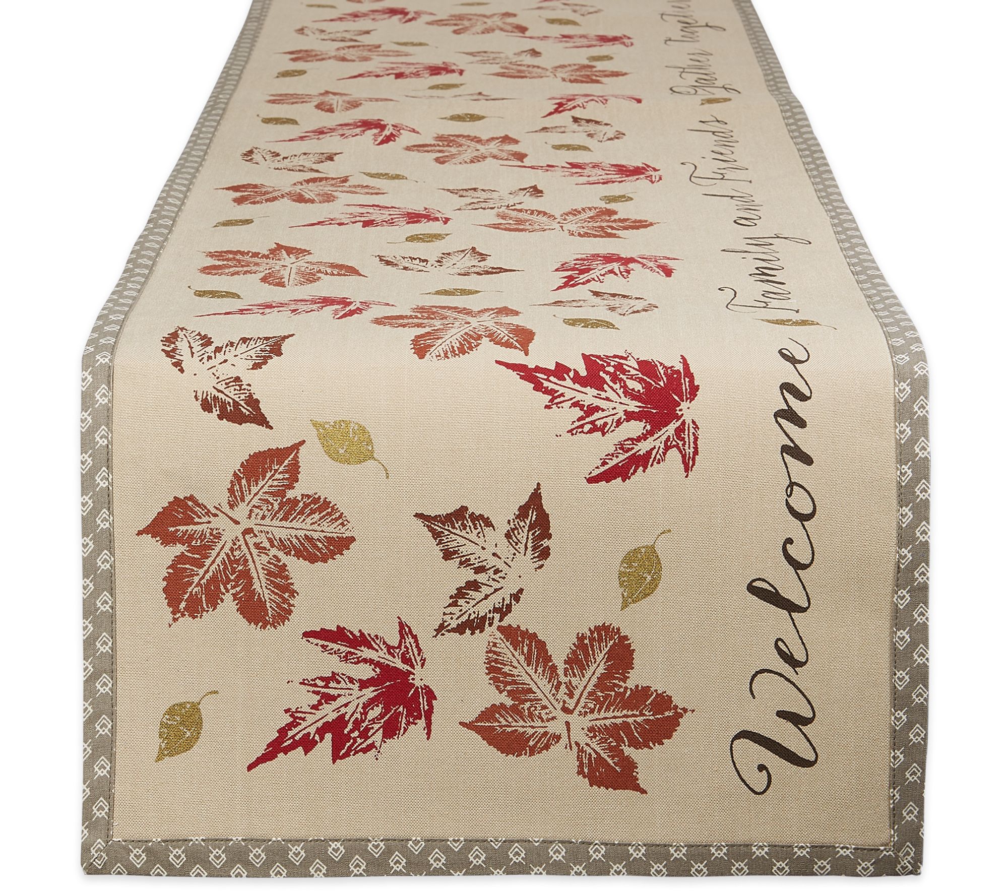 Design Imports 14" x 108" Gather Together Printed Table Runne - QVC.com