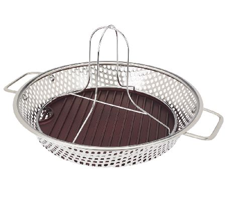 Cook's Essentials 12" Round Stainless BBQ Skillet w/ Insert - QVC.com