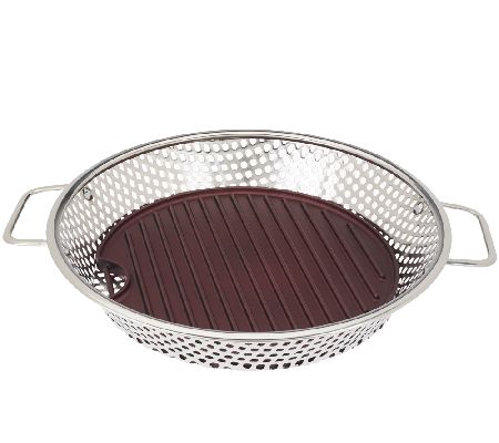 Cook's Essentials 12" Round Stainless BBQ Skillet w/ Insert - QVC.com