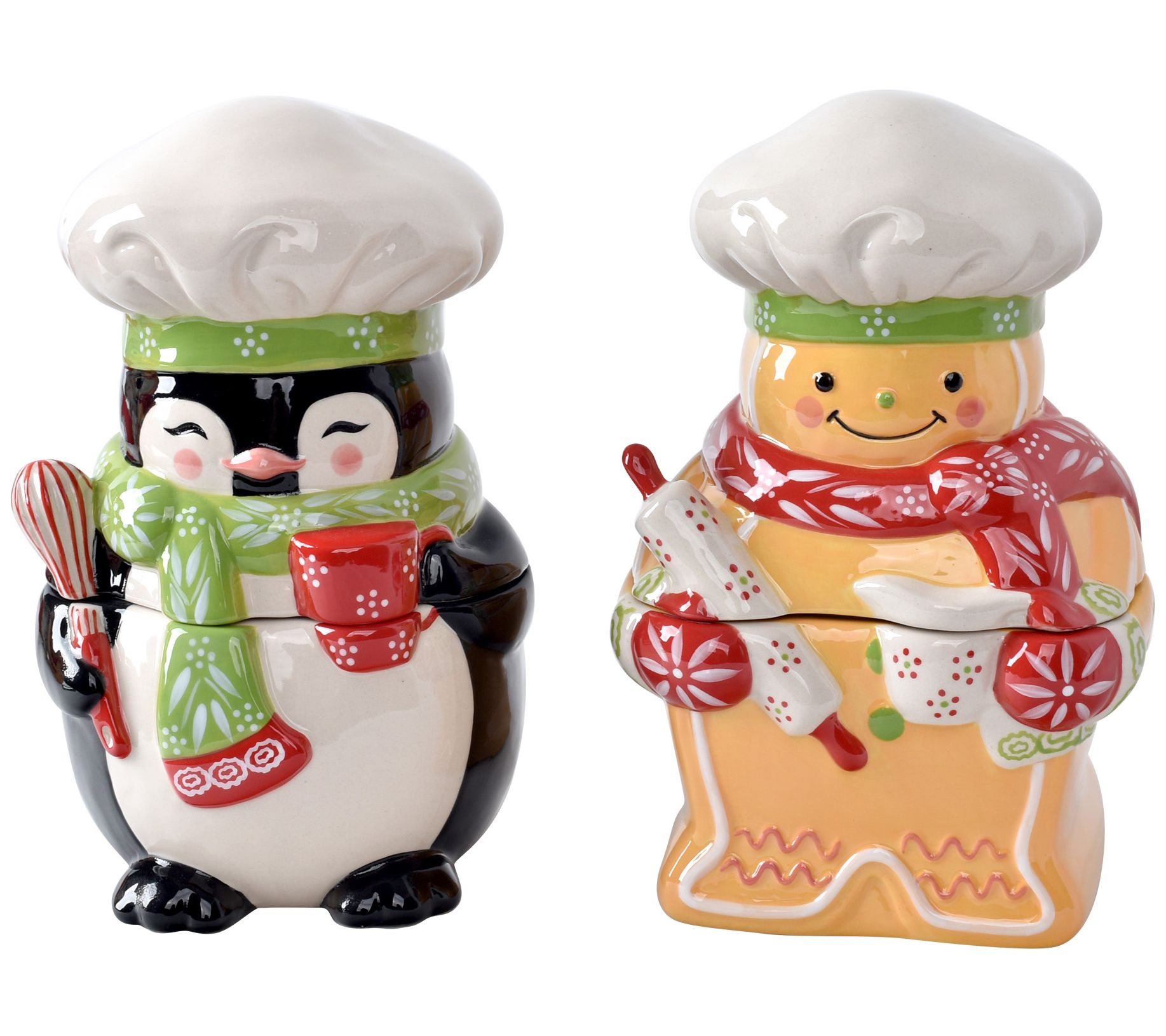 "As Is" Temp- tations Special Ed. Set of (2) Merry Chefs Treat Jars ...