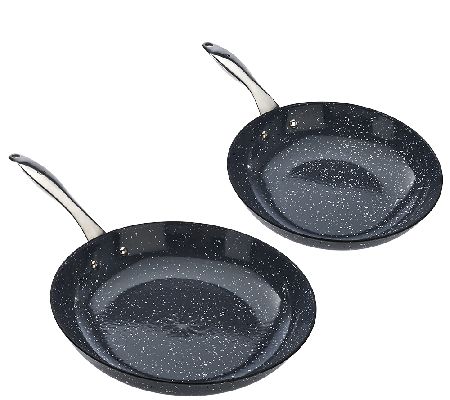 CooksEssentials Lightweight Cast Iron Marble 10"&12" Frying Pans - QVC.com