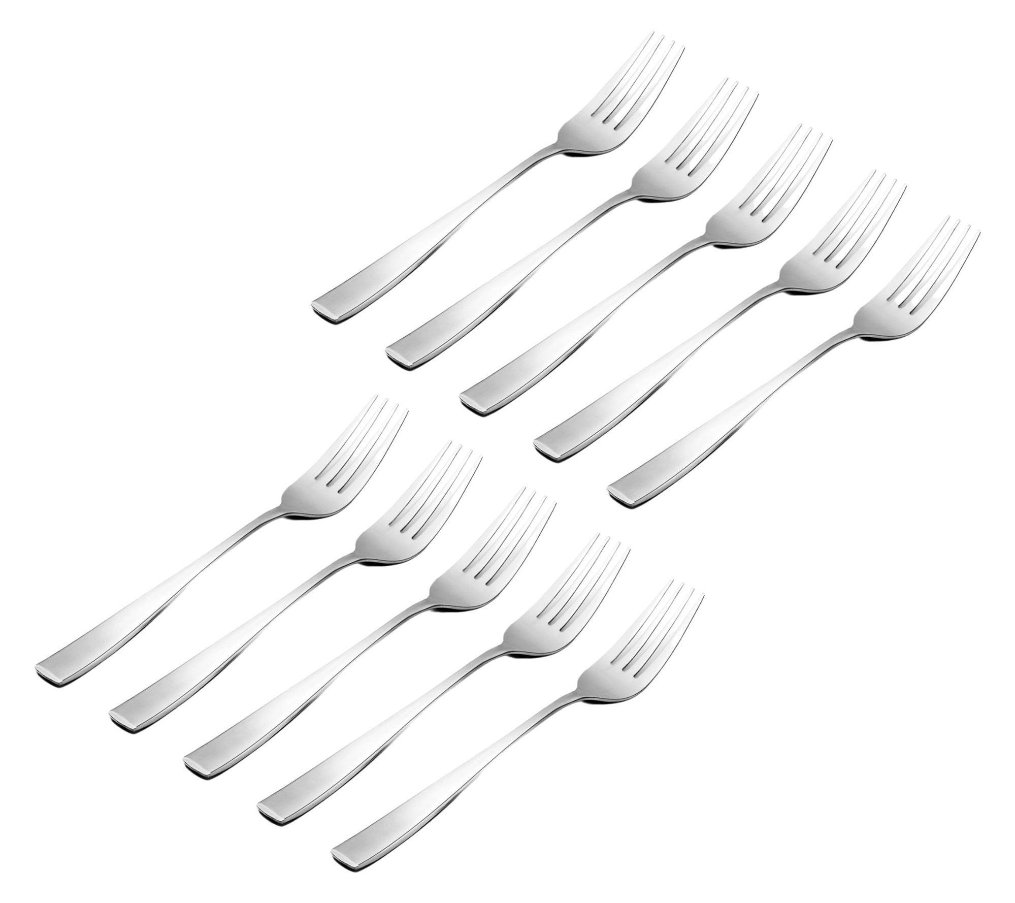Godinger Set of 10 Chisel Mirrored 18/0 SS Dinner Forks - QVC.com