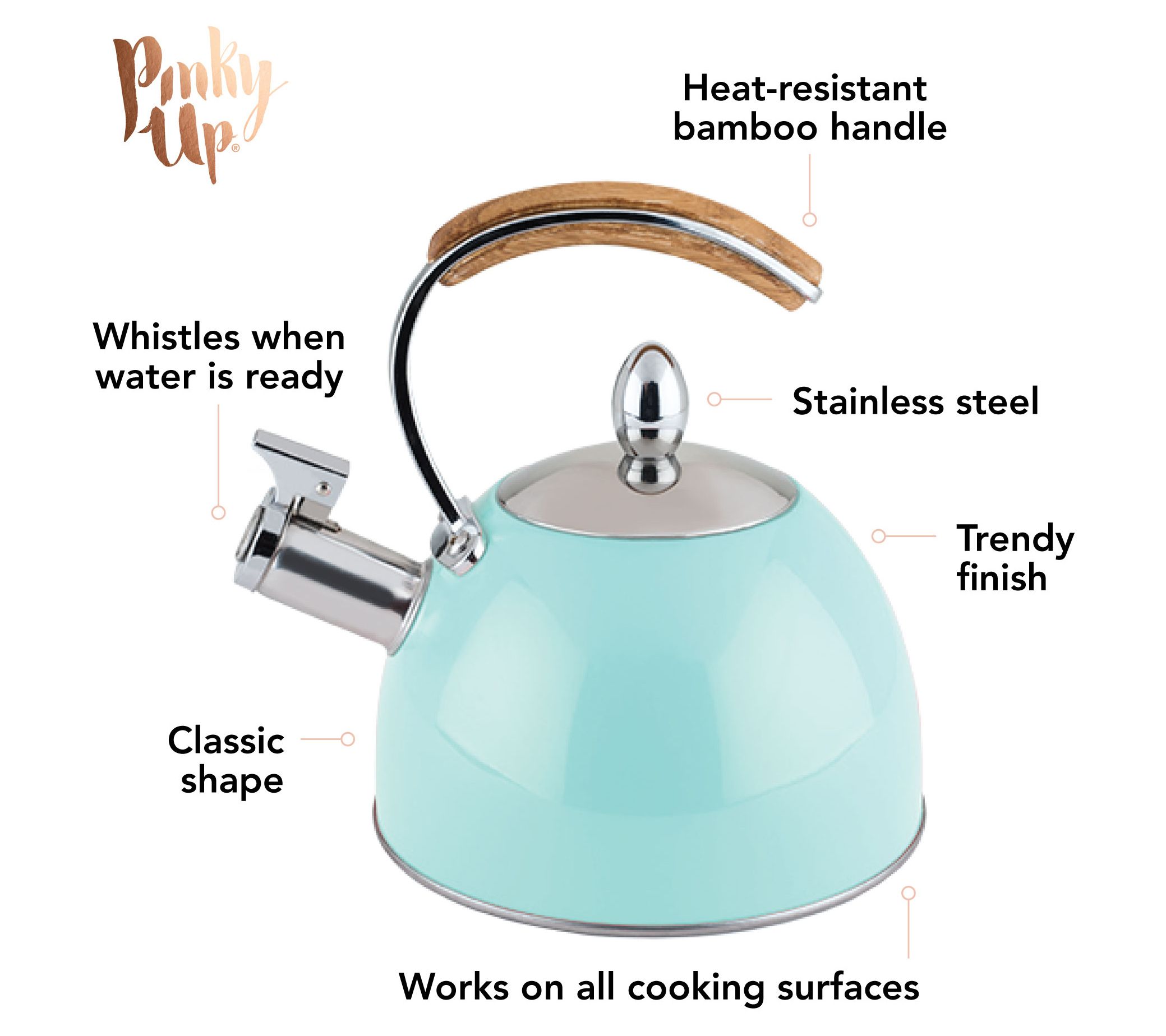 Pinky Up Presley Light Blue Tea Kettle - QVC.com