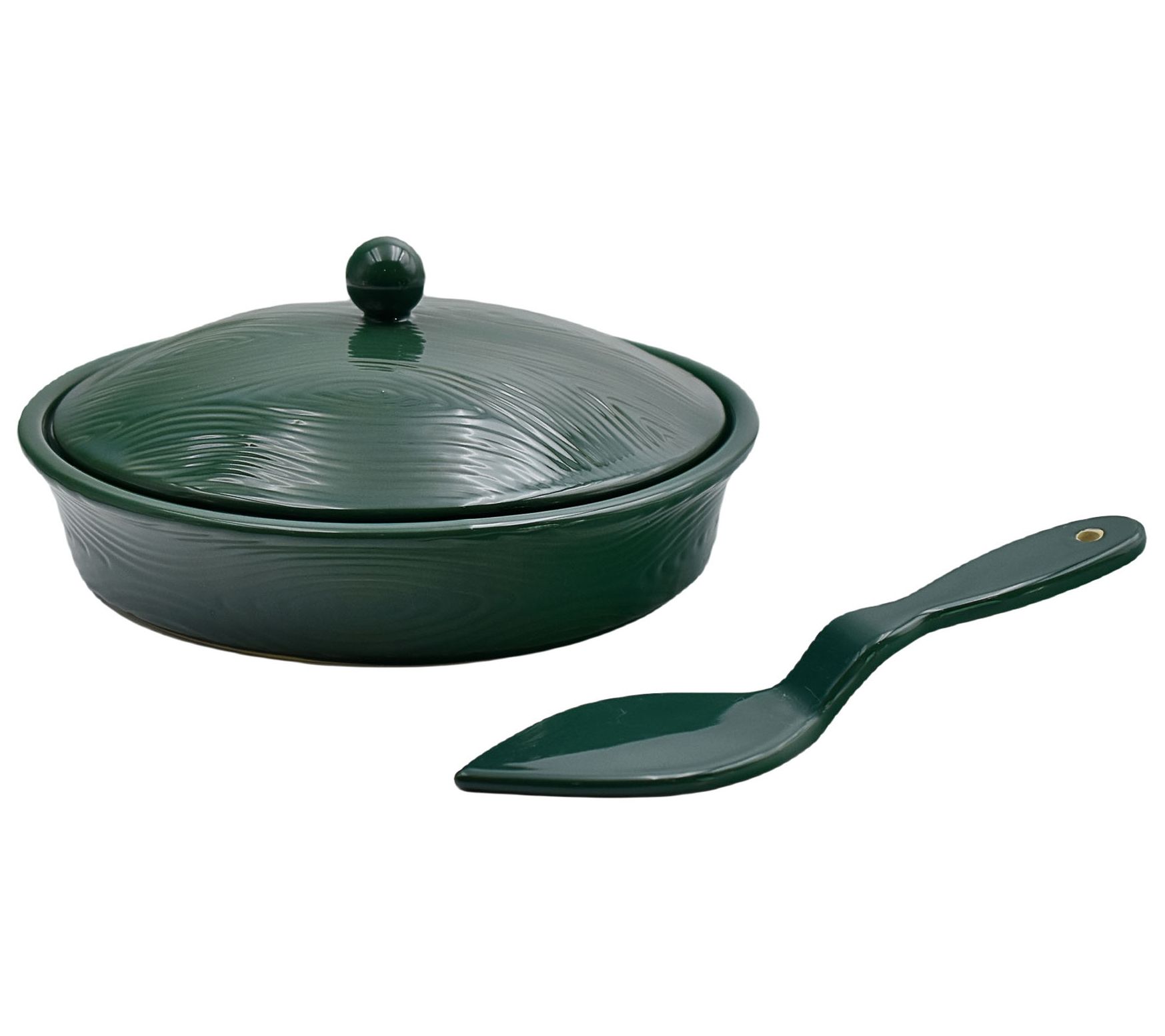 Temp-tations Woodland Covered Pie Dish with Ceramic Server - QVC.com