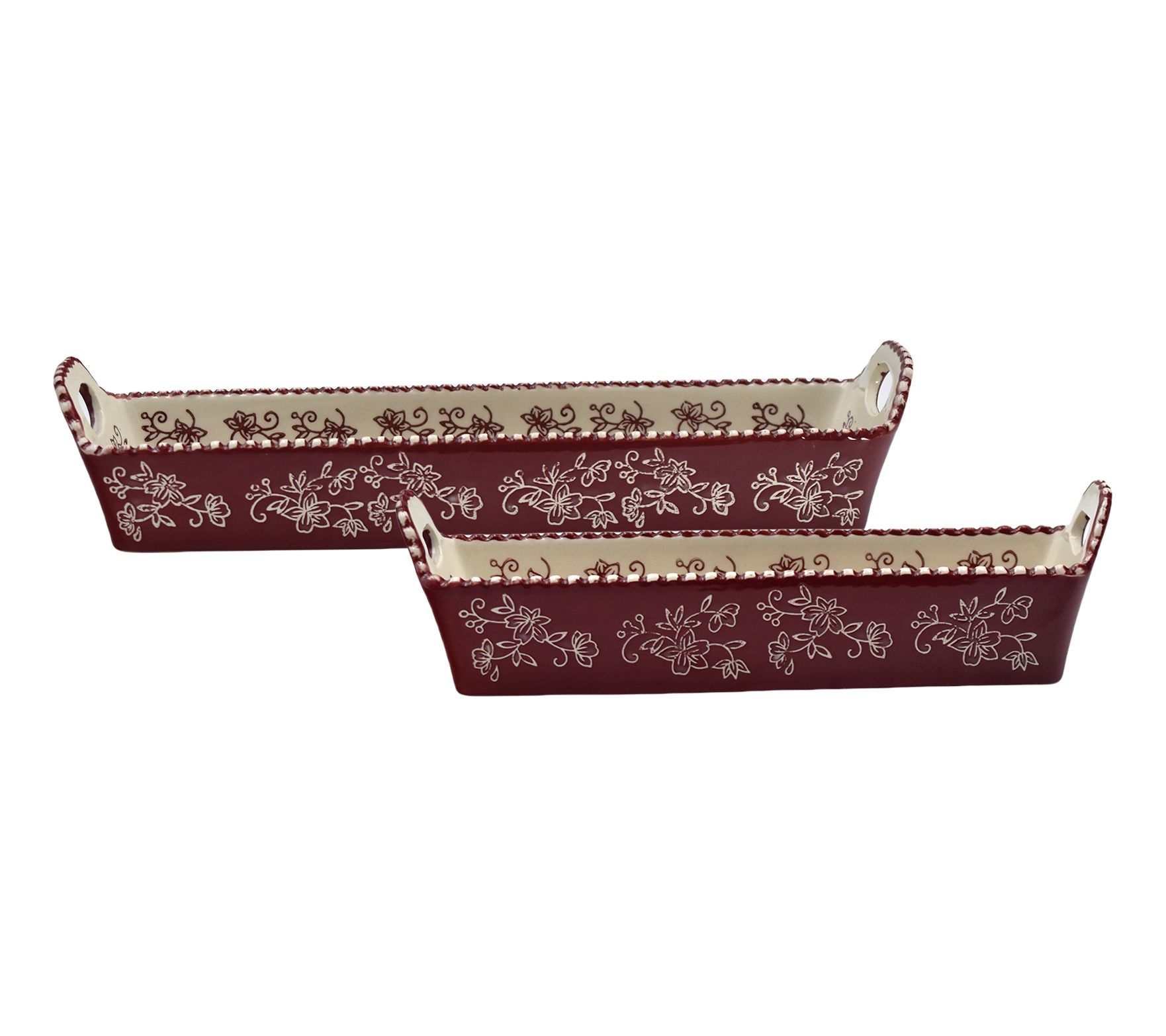 "As Is" Temp-tations Floral Lace S/2 Elongated Cracker Trays - QVC.com