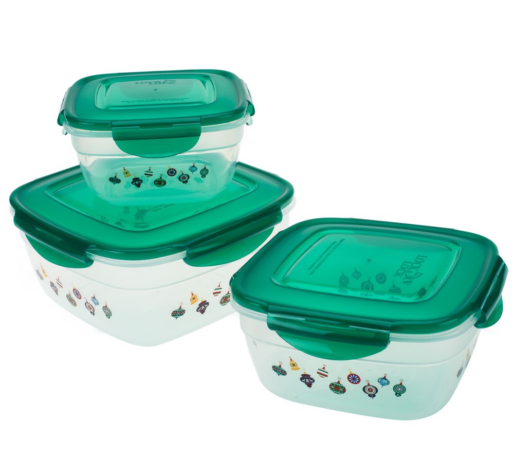 LocknLock 3-piece Bowl Storage Set w/ Ornament Print - QVC.com