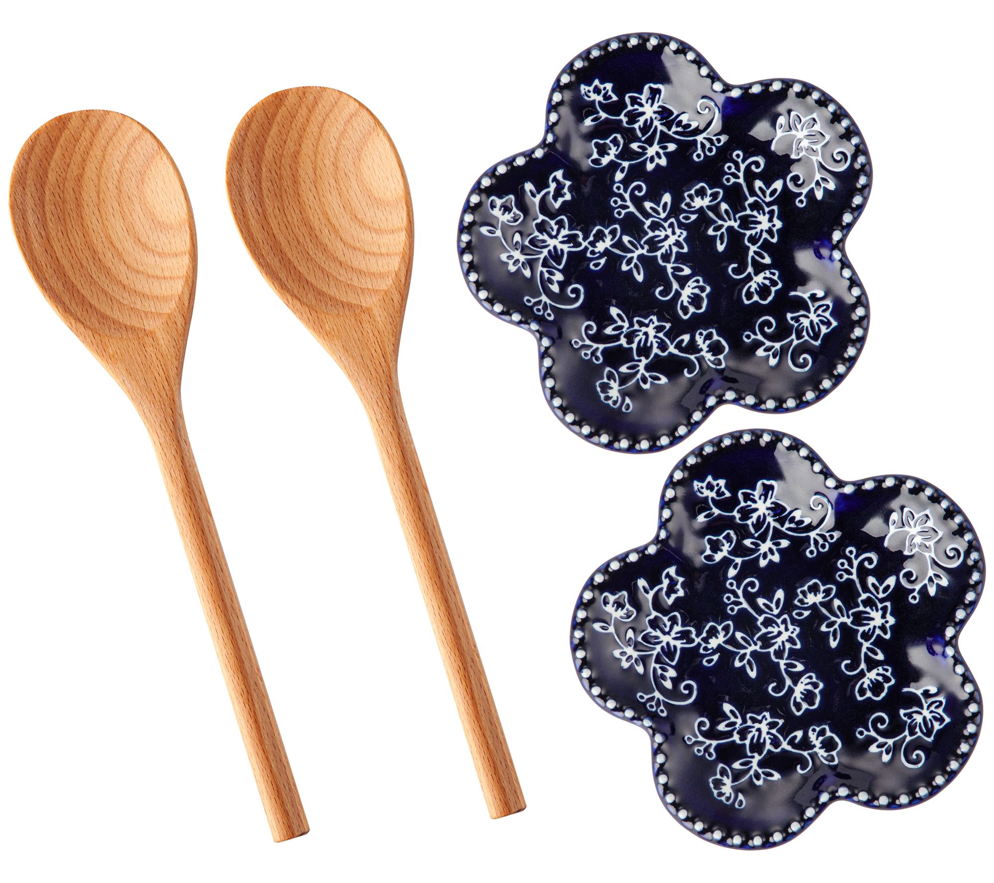 Temp-tations Floral Lace Set of 2 Figural Spoon Rest with Spoon - QVC.com