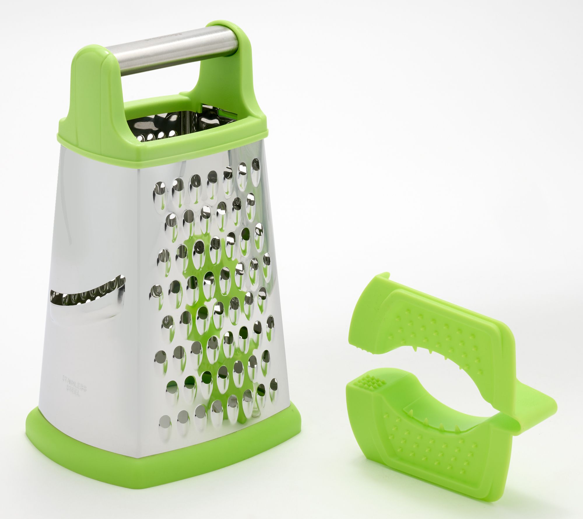 "As Is" Prepology SS Box Grater with 2 Catch Bins & Hand Guard - QVC.com