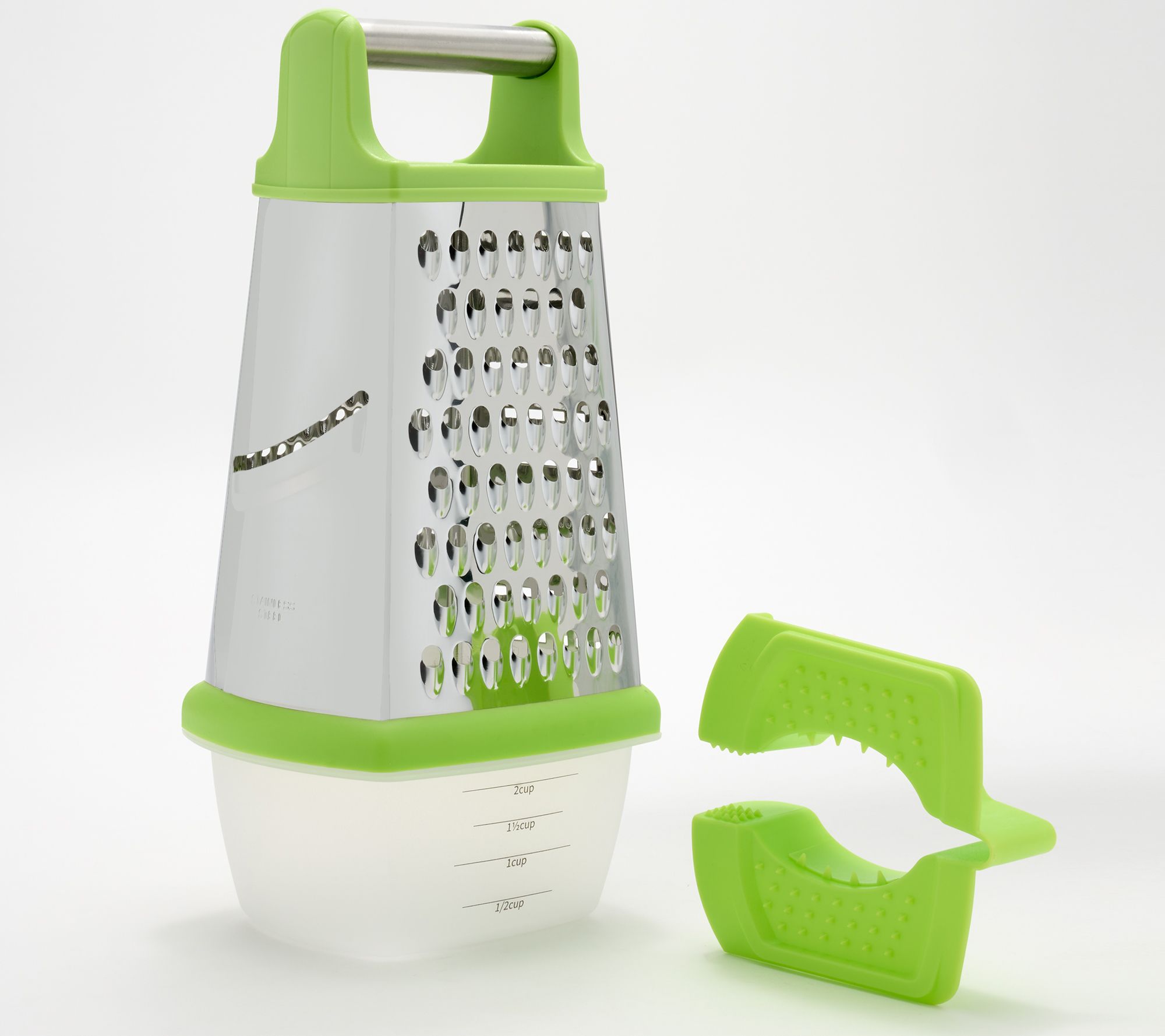 "As Is" Prepology SS Box Grater with 2 Catch Bins & Hand Guard - QVC.com