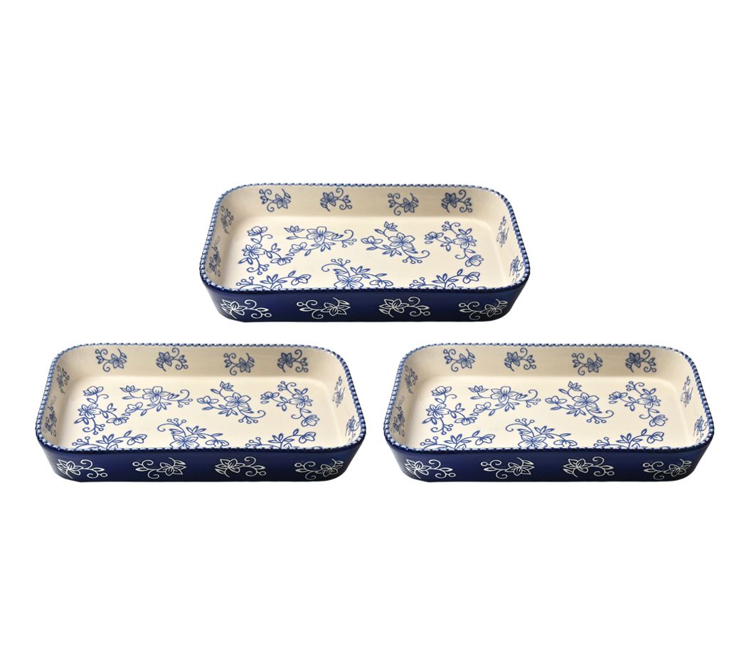 Temp-tations Floral Lace Set of (3) Stoneware Micro Bakers - QVC.com