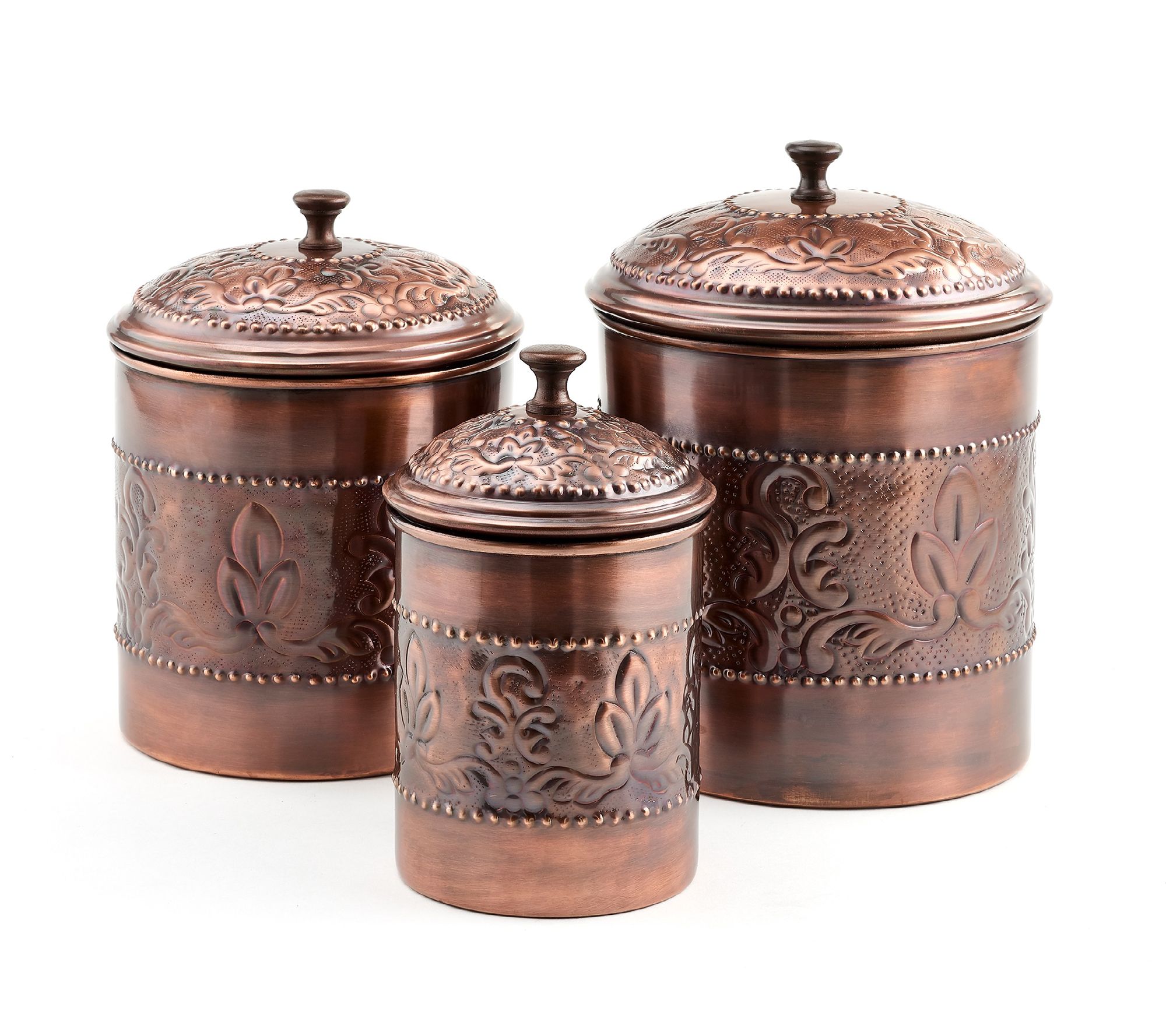 Old Dutch 3-Piece Victoria Embossed Canister Set - QVC.com