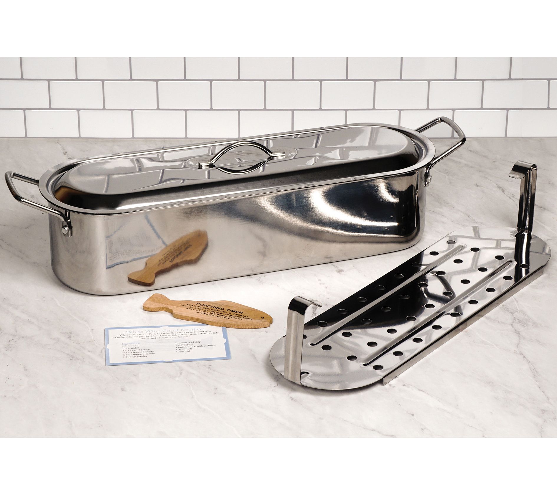 RSVP 18" Stainless Steel Fish Poacher Pan - QVC.com
