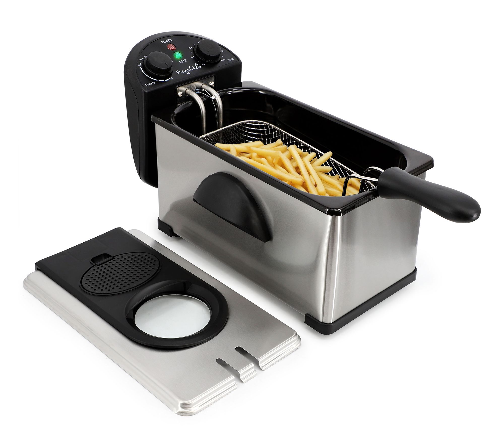 MegaChef 3-Quart Stainless Steel Electric DeepFryer - QVC.com